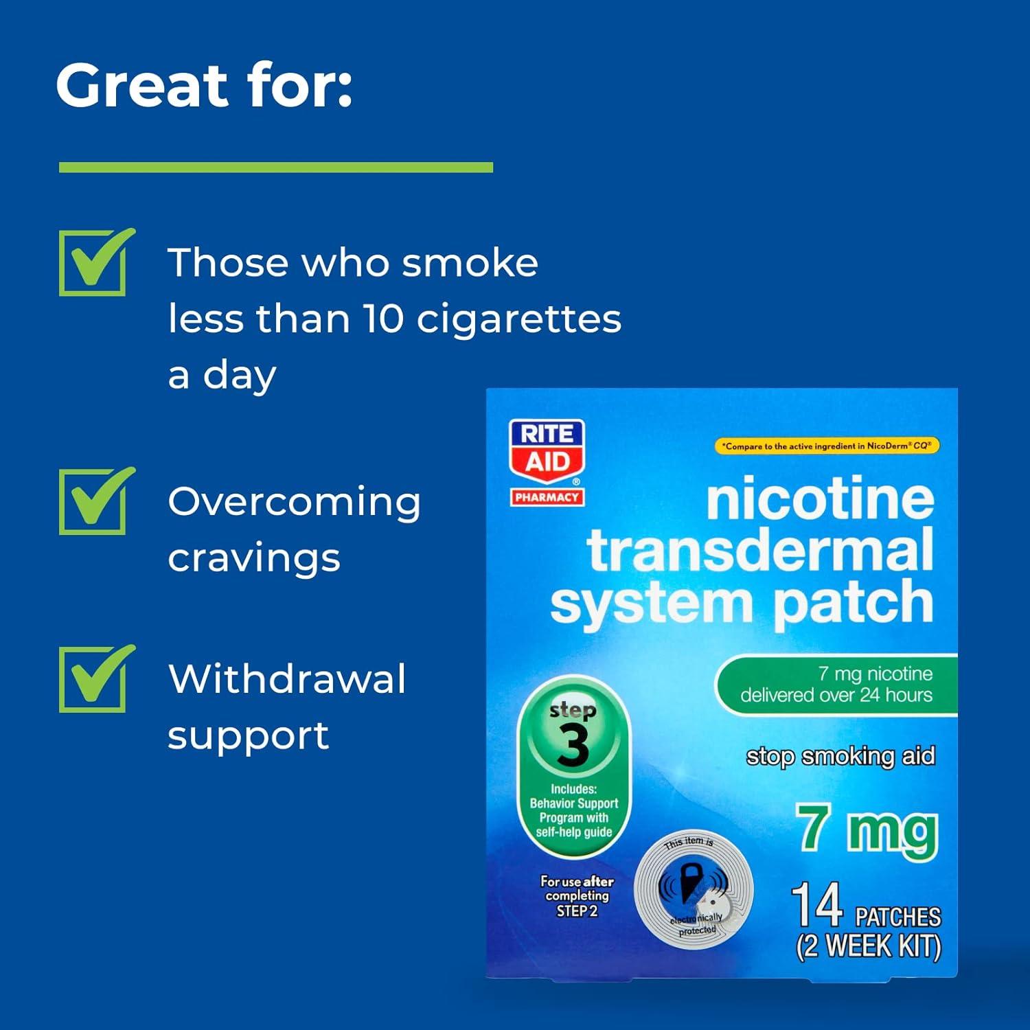 Rite Aid Nicotine Patch Step 3 - 7mg - 14 Count - Stop Smoking Aid ...