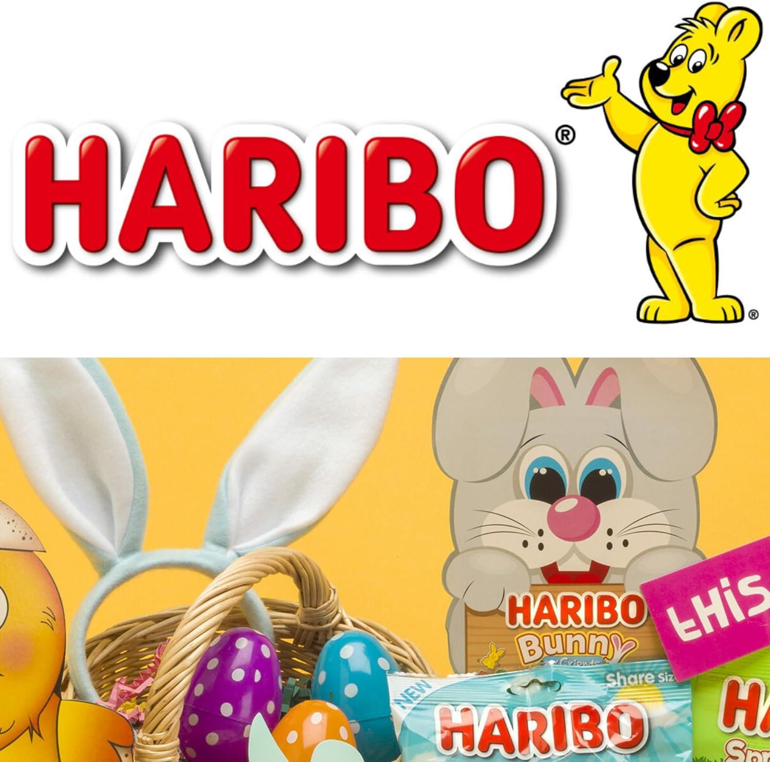 Easter Hamper Haribo Hunt 320g with 2x Easter Bunny Decorations & Cards ...