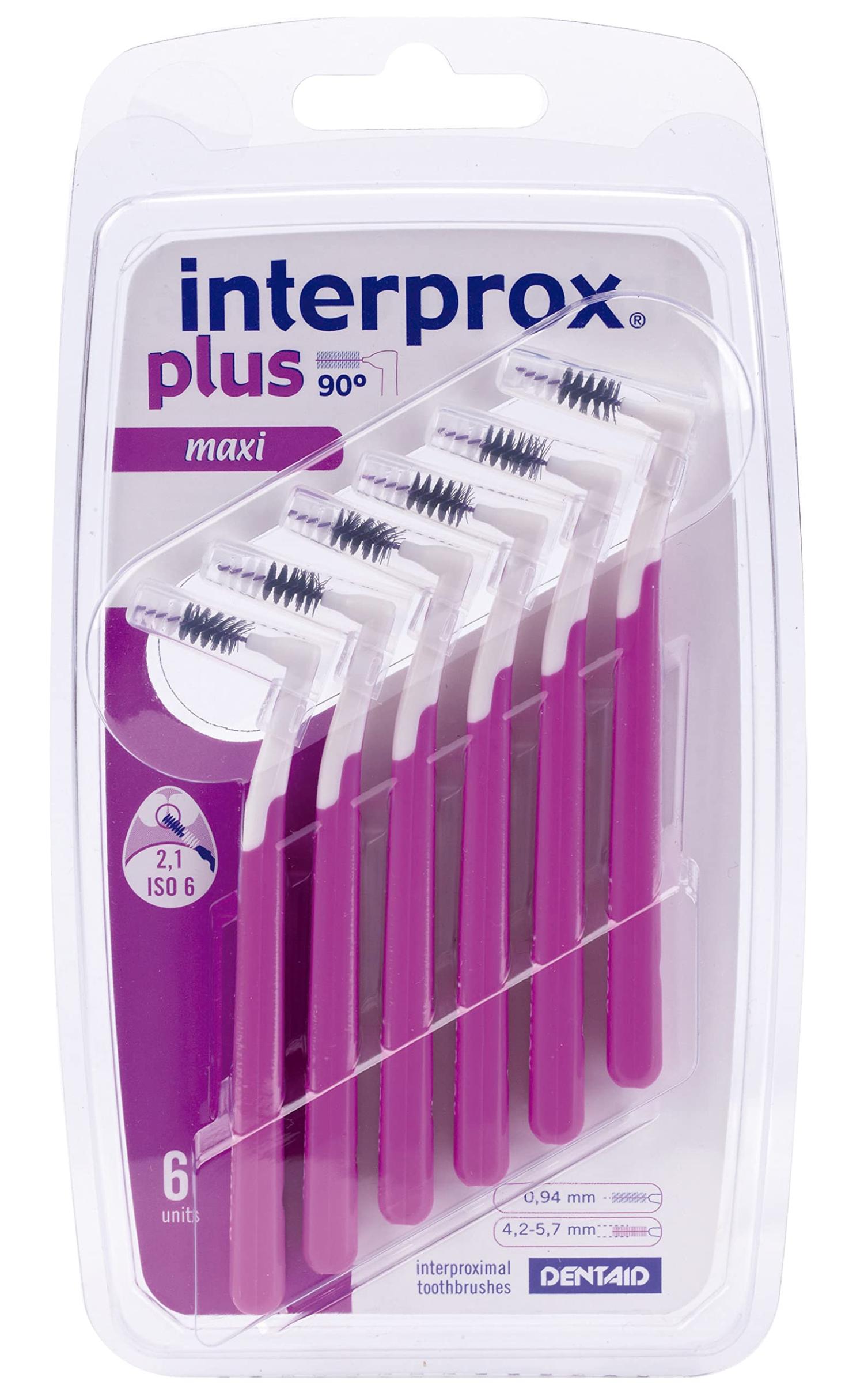 Interprox Plus Purple 2.1mm Maxi Interdental Brush Violet 6 Count ...