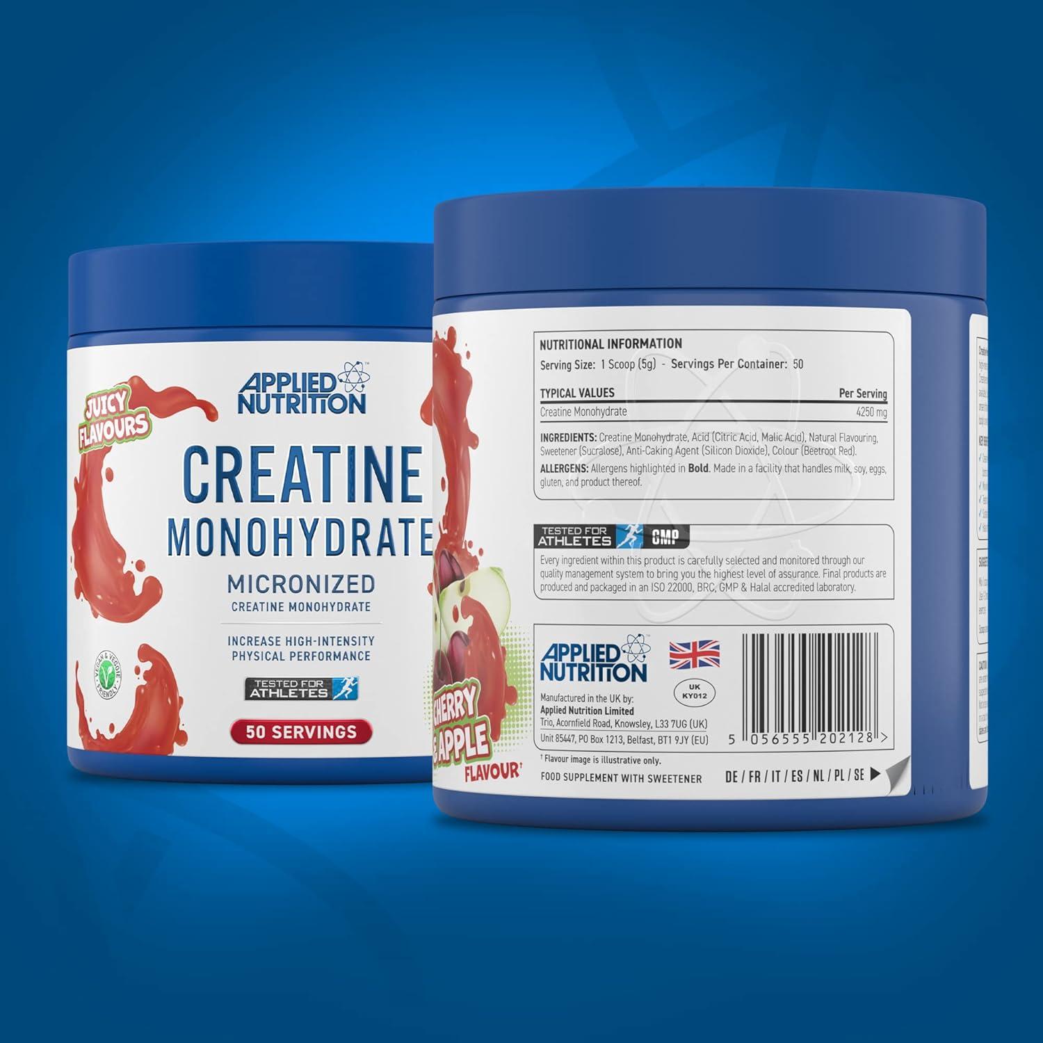 Applied Nutrition Creatine Flavoured - Cherry & Apple, 250g (50 ...