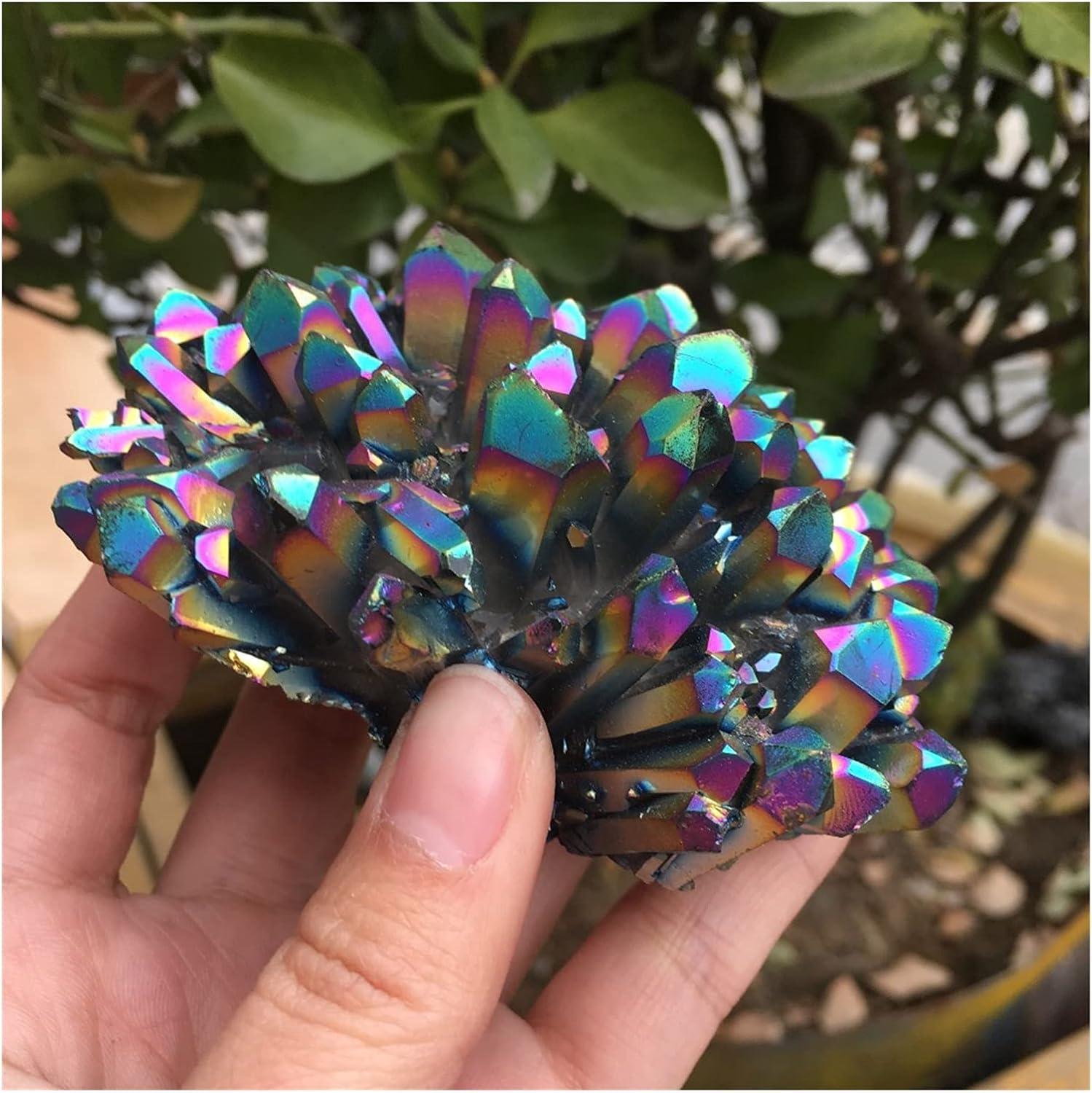 213g Natural Metal Colour Angel Crystal Cluster Titanium Coating Angel ...