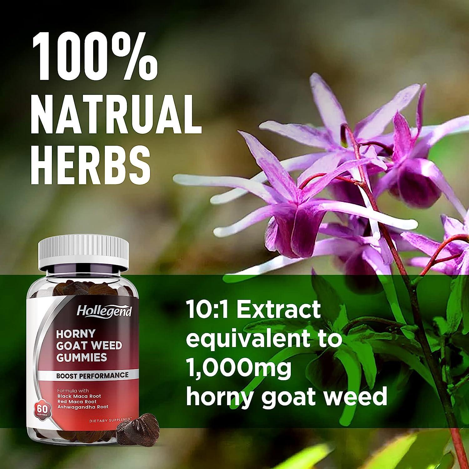 Horny Goat Weed Gummies 1000mg with Maca & Ashwagandha - Natural Energy ...