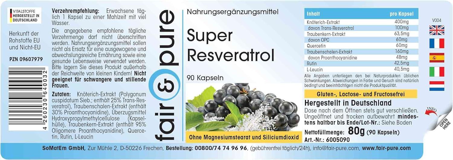 Fair & Pure Super Resveratrol Capsules - Natural Trans-Resveratrol from ...