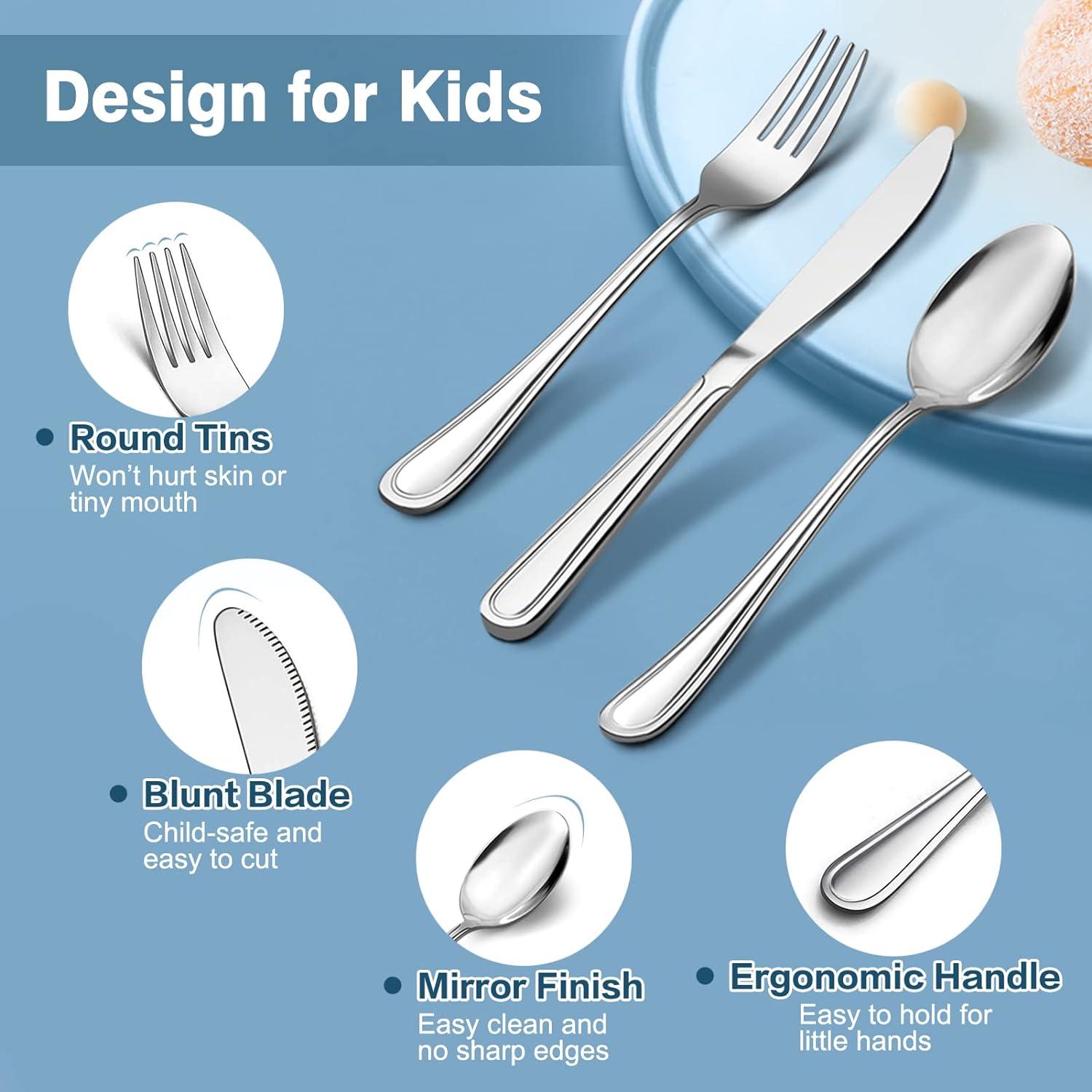 Kids Cutlery Set - 9 Piece Stainless Steel Child's Silverware, Safe Utensils for Toddlers ...