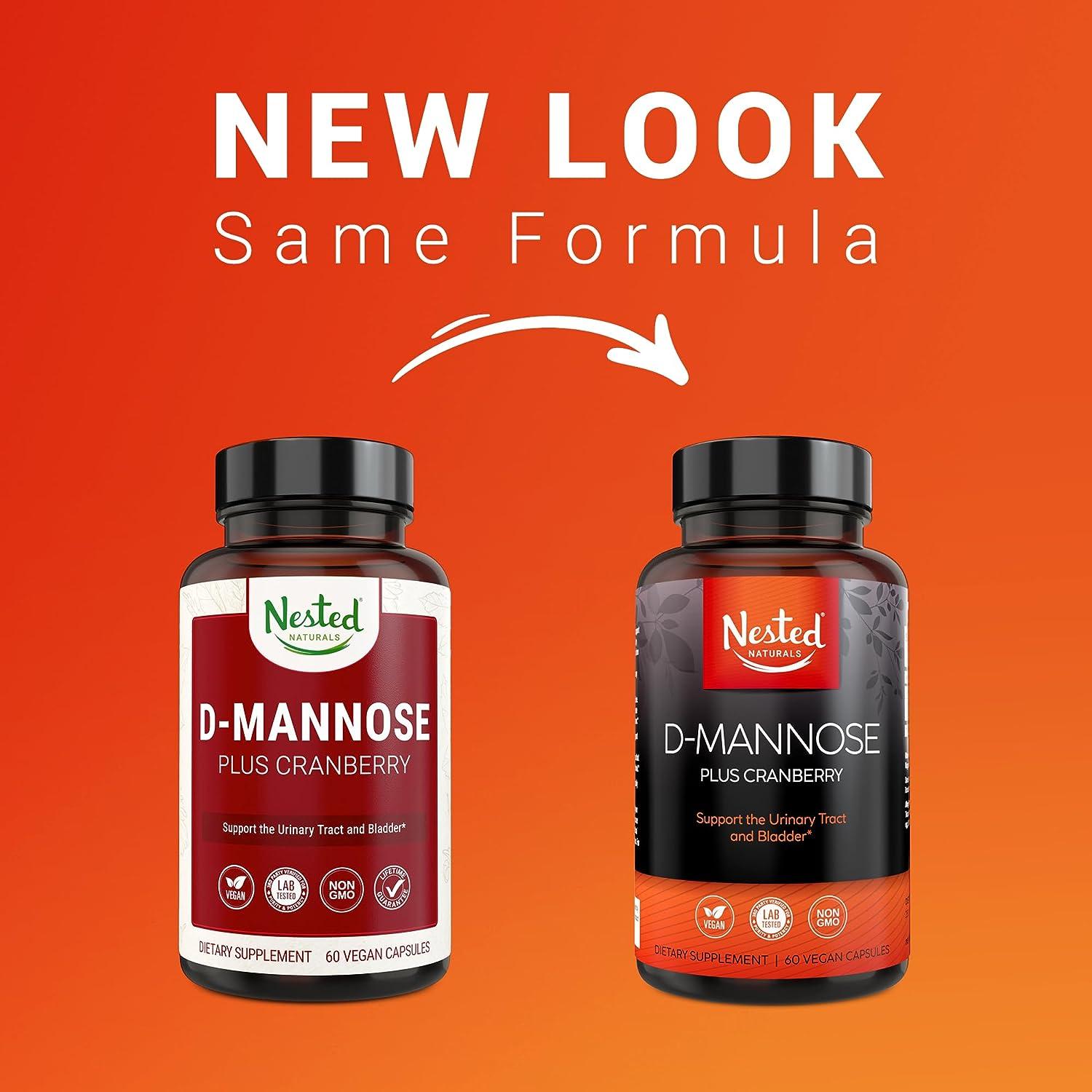 Nested Naturals D-Mannose 500mg with Cranberry Extract | Urinary ...