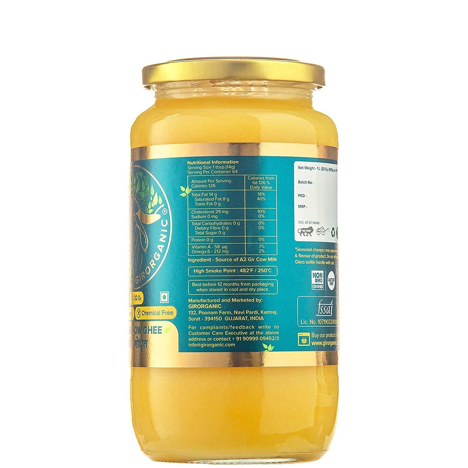 Organic Grass Fed A2 Ghee Clarified Butter from Girorganic - Unsalted ...