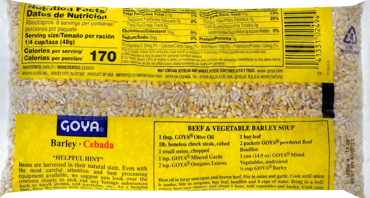 Goya Barley Dry 1 lb Bag - Premium Quality Barley for Cooking and ...