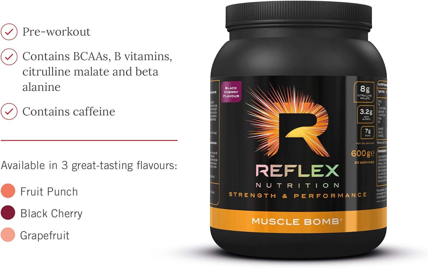 Reflex Nutrition Muscle Bomb Pre-Workout Powder - 7g BCAA's, 2g L ...