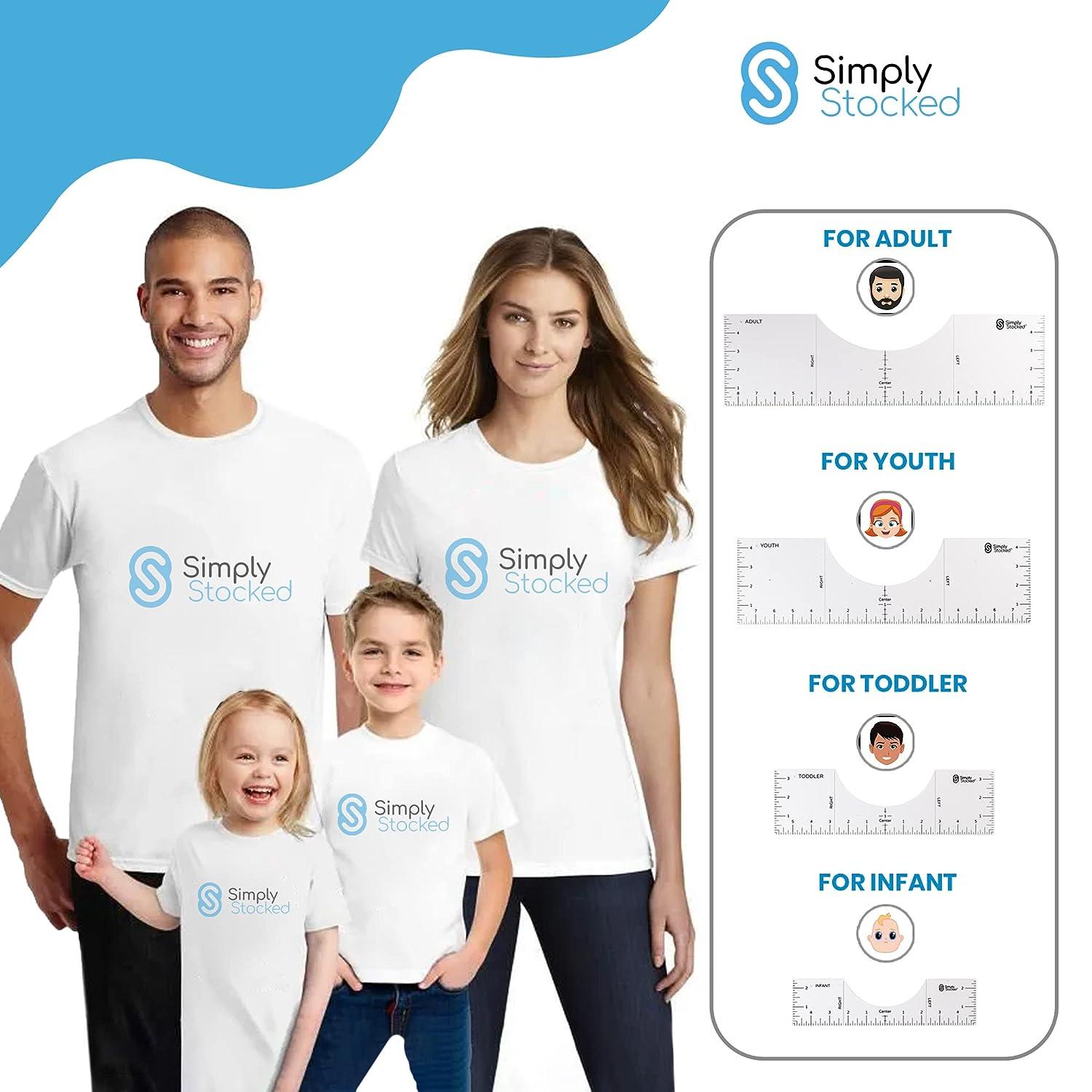 Simply Stocked Tshirt Ruler Guide Set - 4 Pcs PVC T Shirt Alignment ...