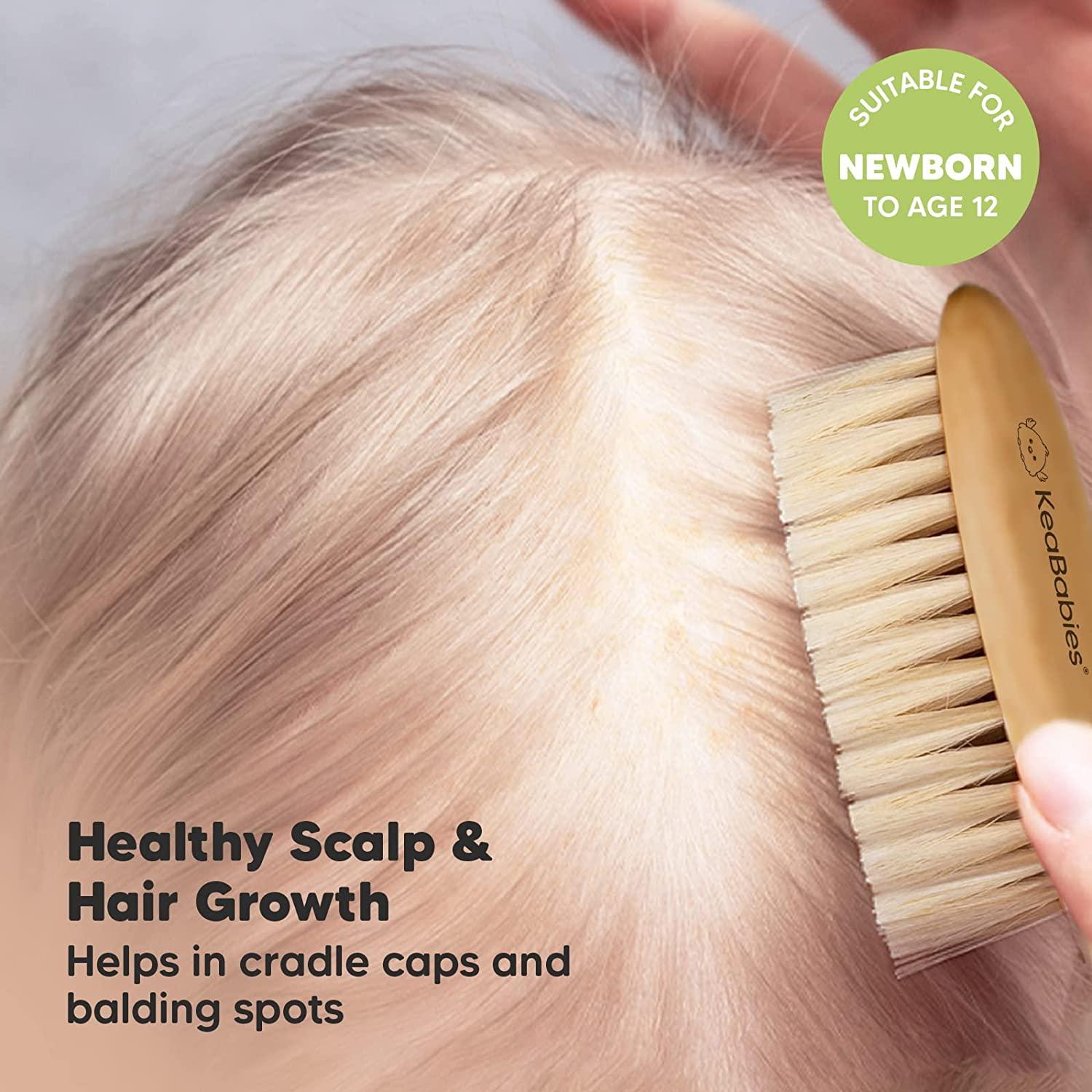 Baby Hair Brush with Soft Goat Bristles - Cradle Cap Brush for Infant ...
