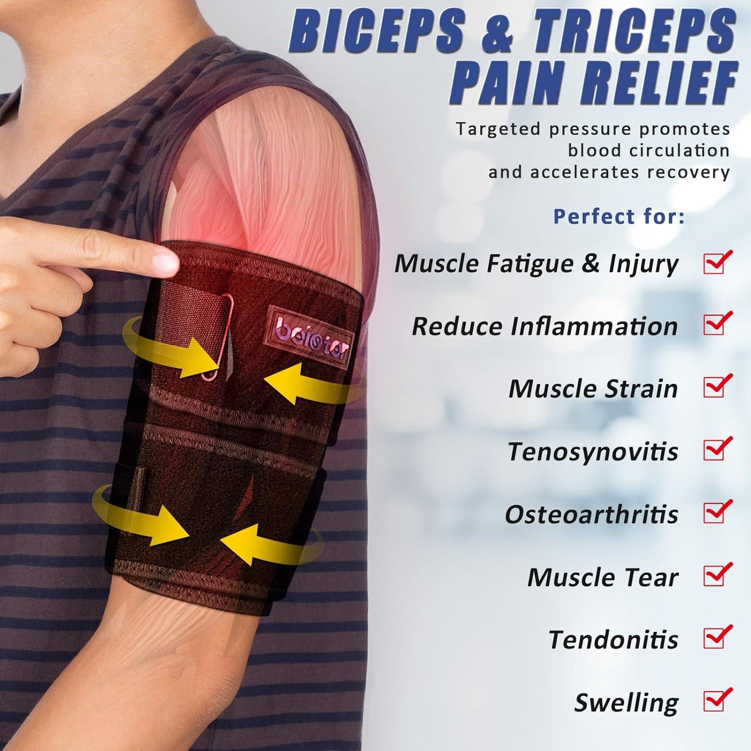 Beister Compression Upper Arm Brace - Biceps & Triceps Support Sleeve ...