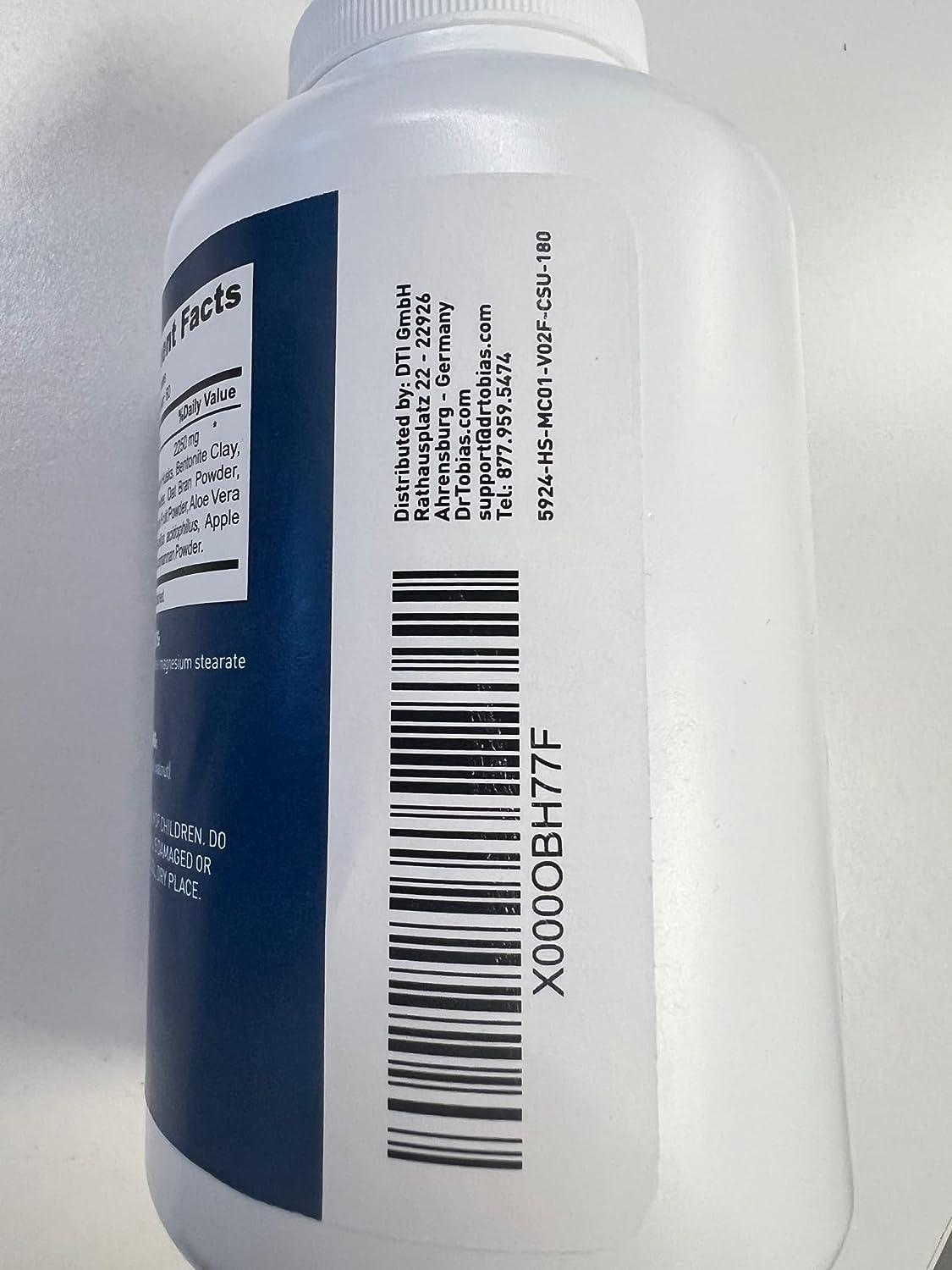 Dr. Tobias Psyllium Daily: 180 Capsules for Healthy Bowel Movement ...