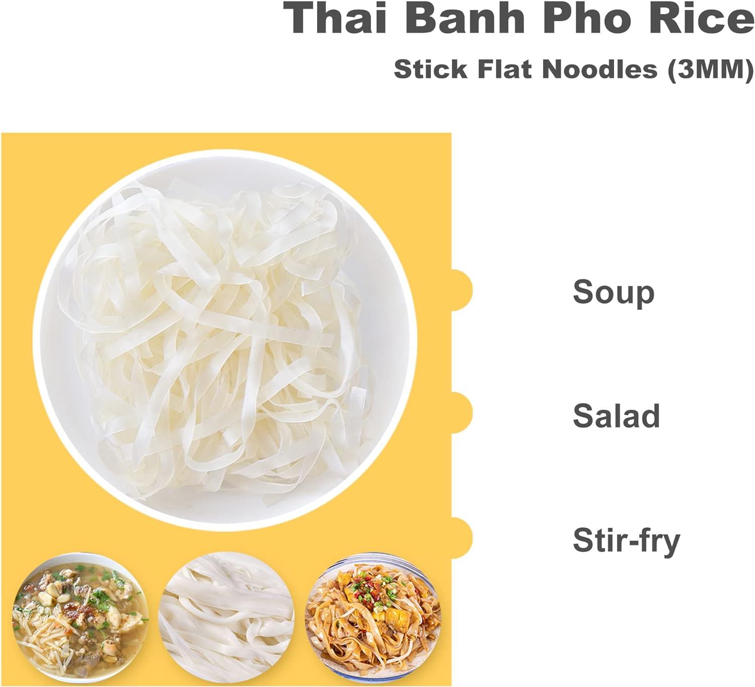 Thai Banh Pho Rice Stick Flat Noodles 3MM - 454g | Authentic Asian ...