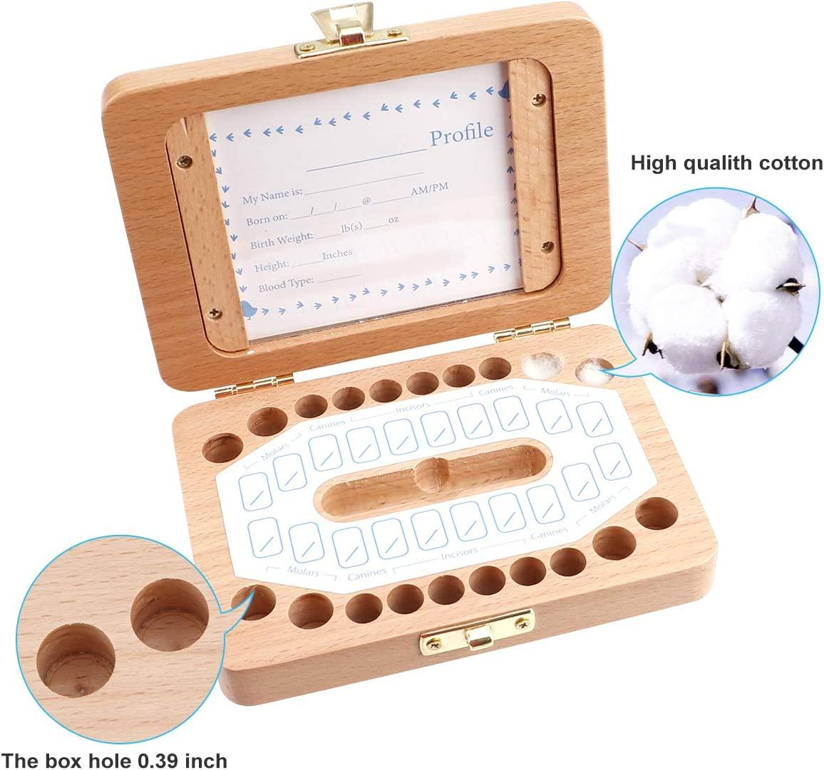 Makerhawk Baby Teeth Box Keepsake - Wooden Baby Tooth Organizer for ...