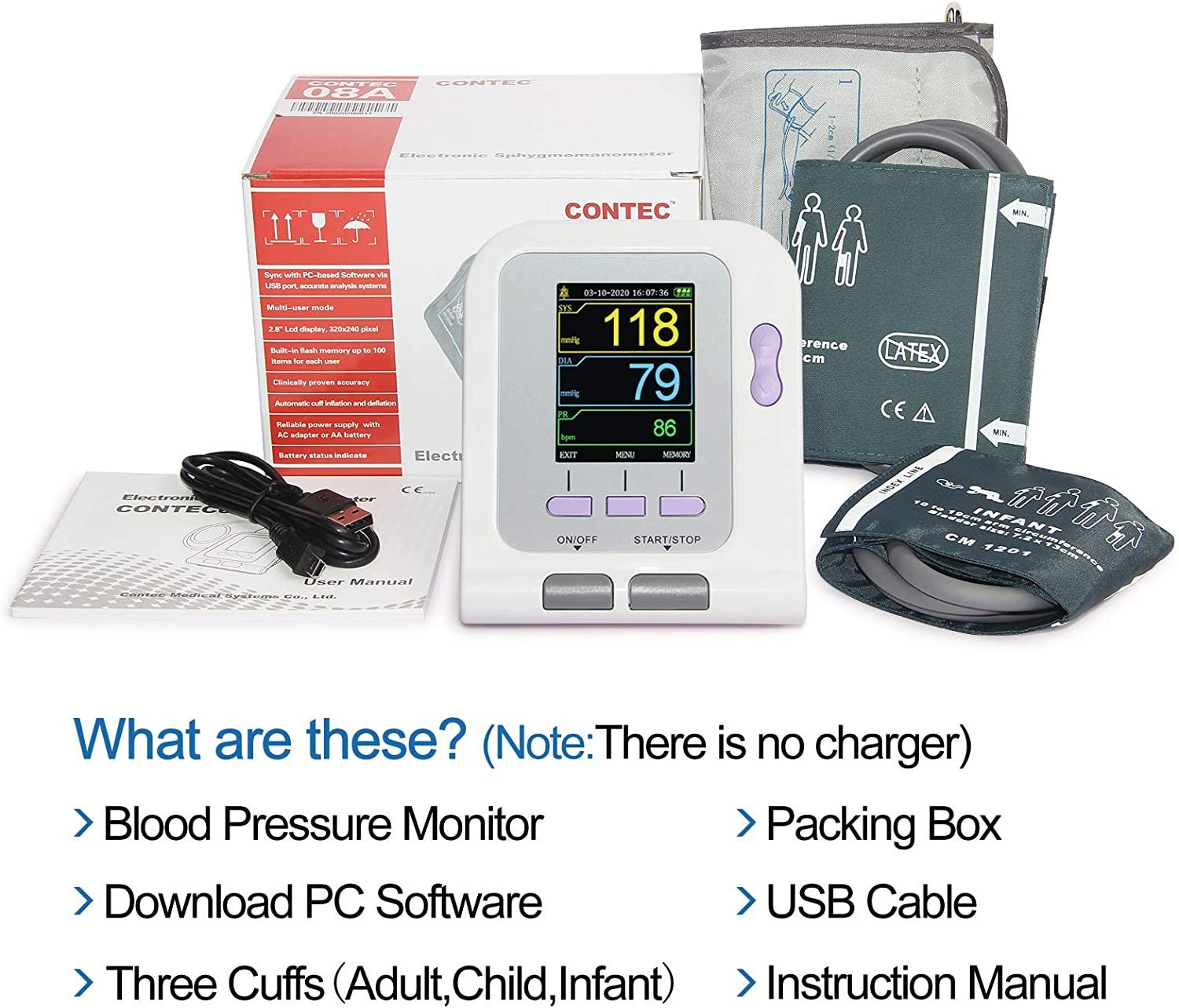 CONTEC Automatic Upper Arm Blood Pressure Monitor | 3 Modes | 3 Cuffs ...
