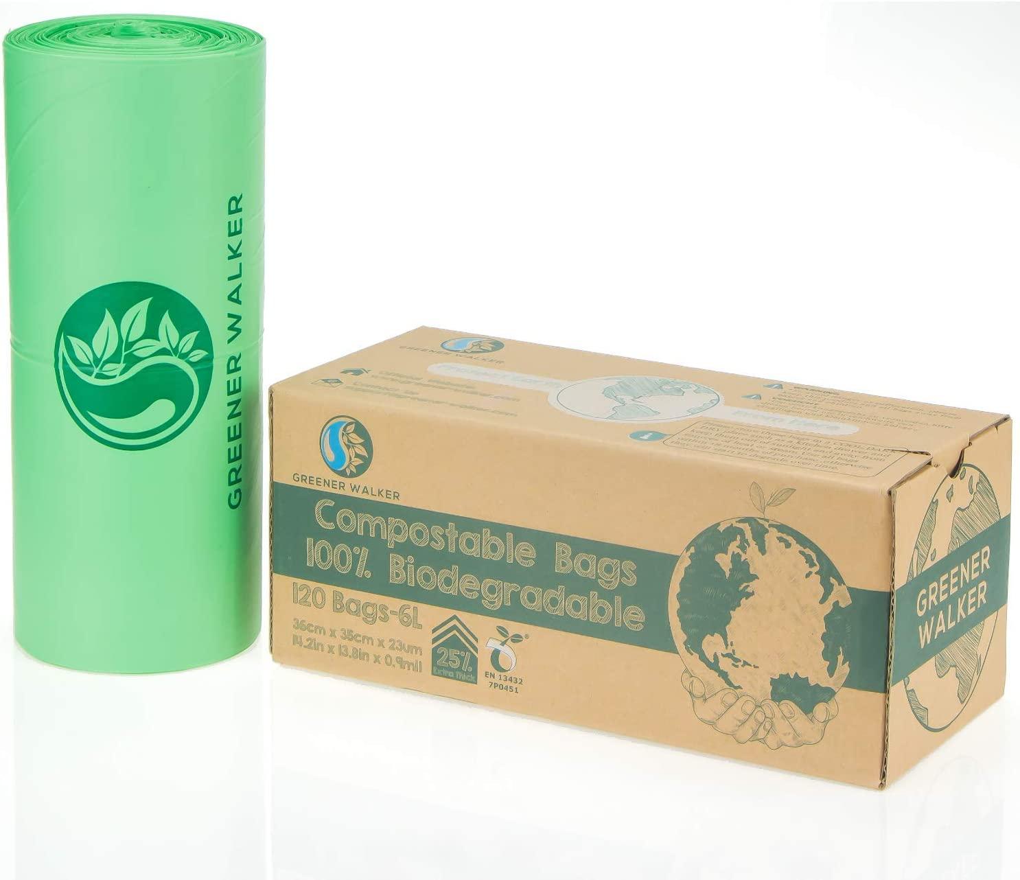 Greener Walker 1.6 Gallon Compostable Trash Bags - 120 Bags | ASTM ...