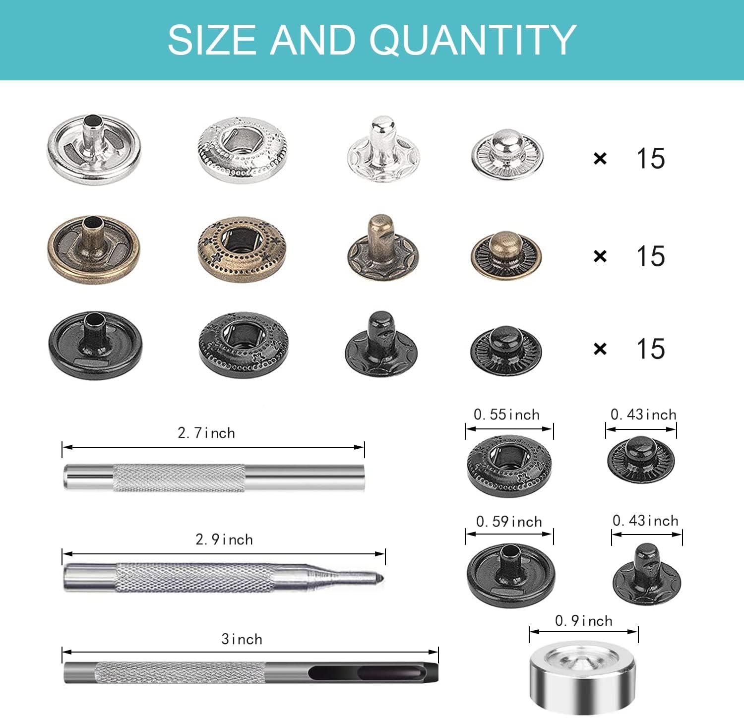 45 Set Snaps for Leather Leather Snaps and Fasteners Kit Leather Snaps ...