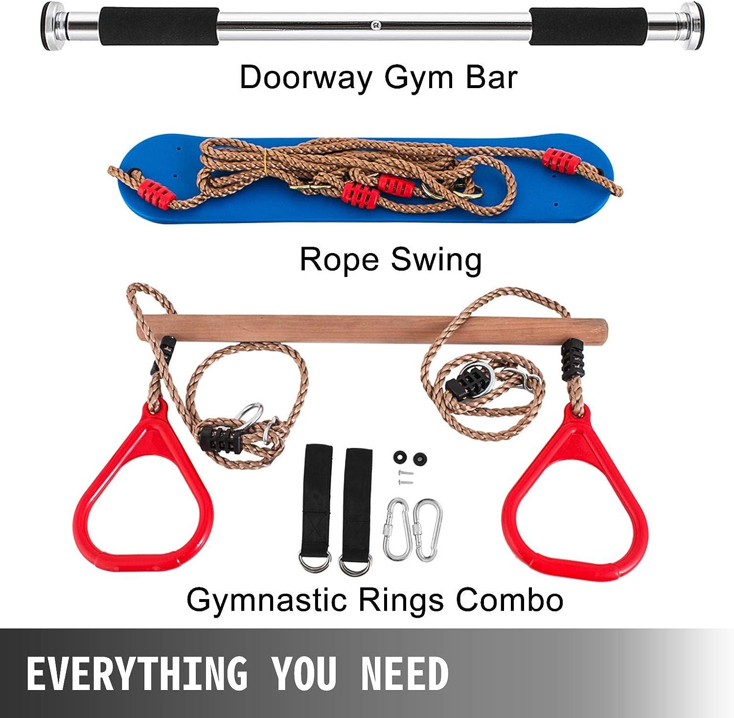 Happybuy Trapeze Bar with Rings | Adjustable 39in Swing Bar Set for ...