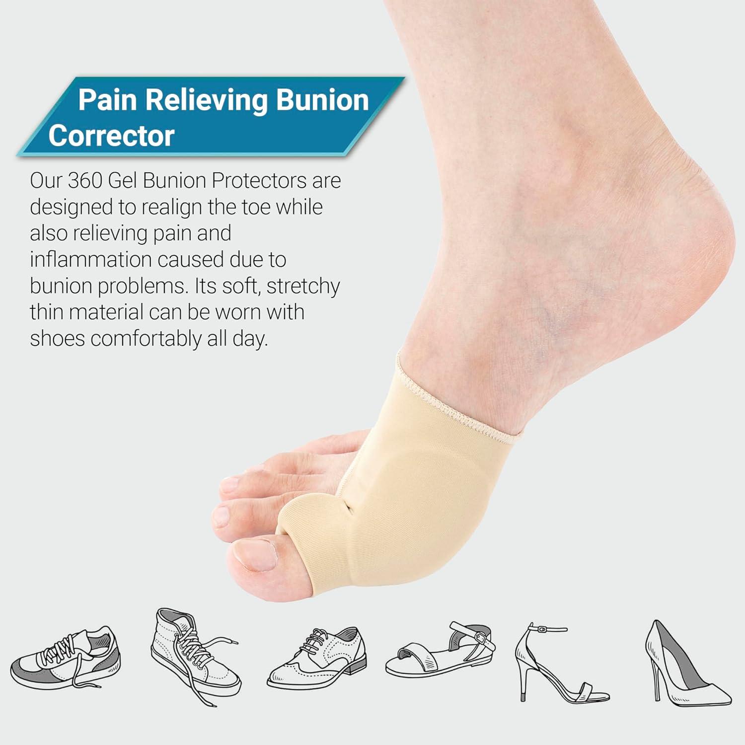 360 RELIEF Silicone Bunion Corrector with Gel Pads - Big Toe Separator ...