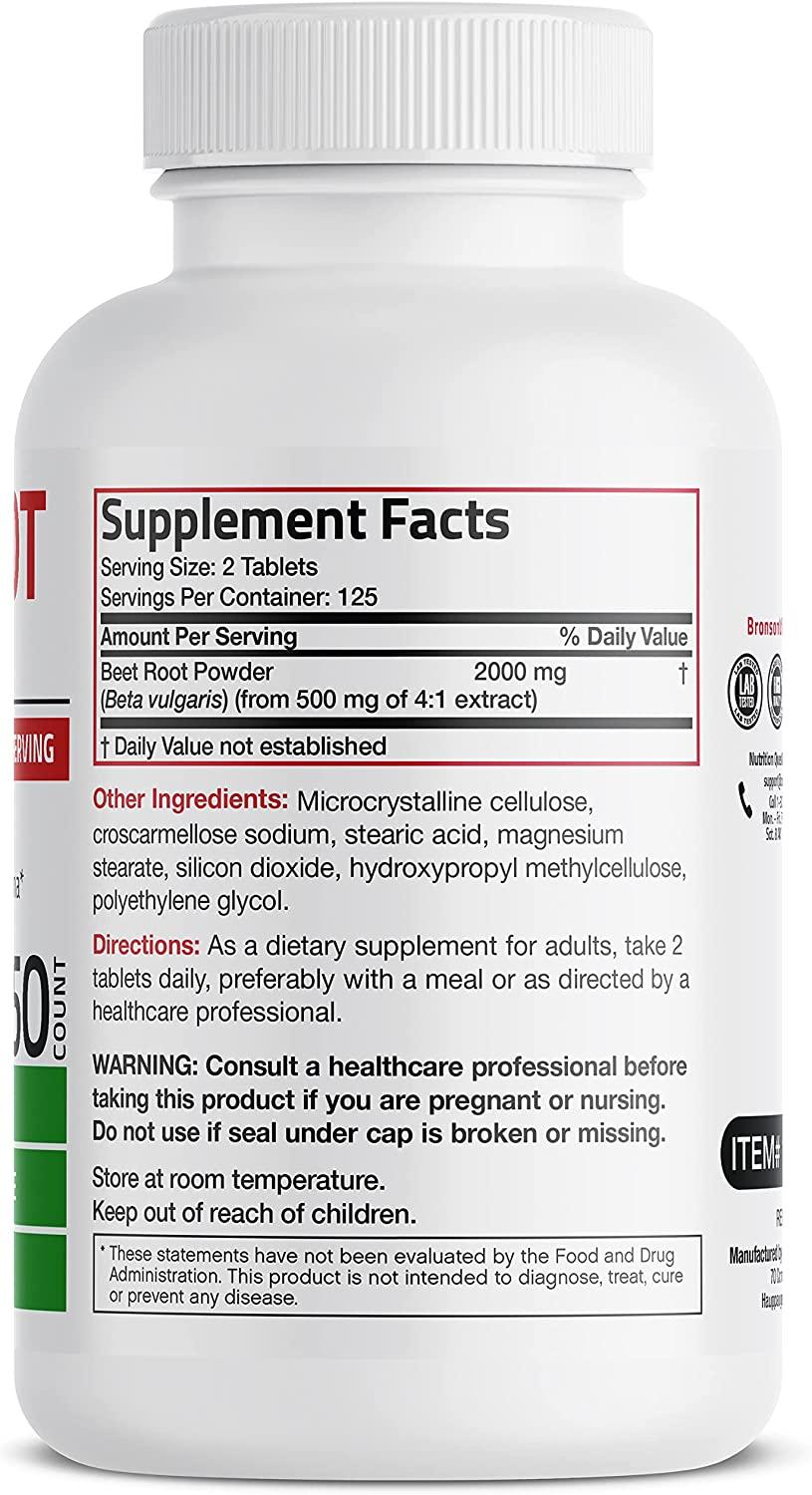 Bronson Beet Root 2000mg Extra Strength - Promotes Healthy Circulation ...