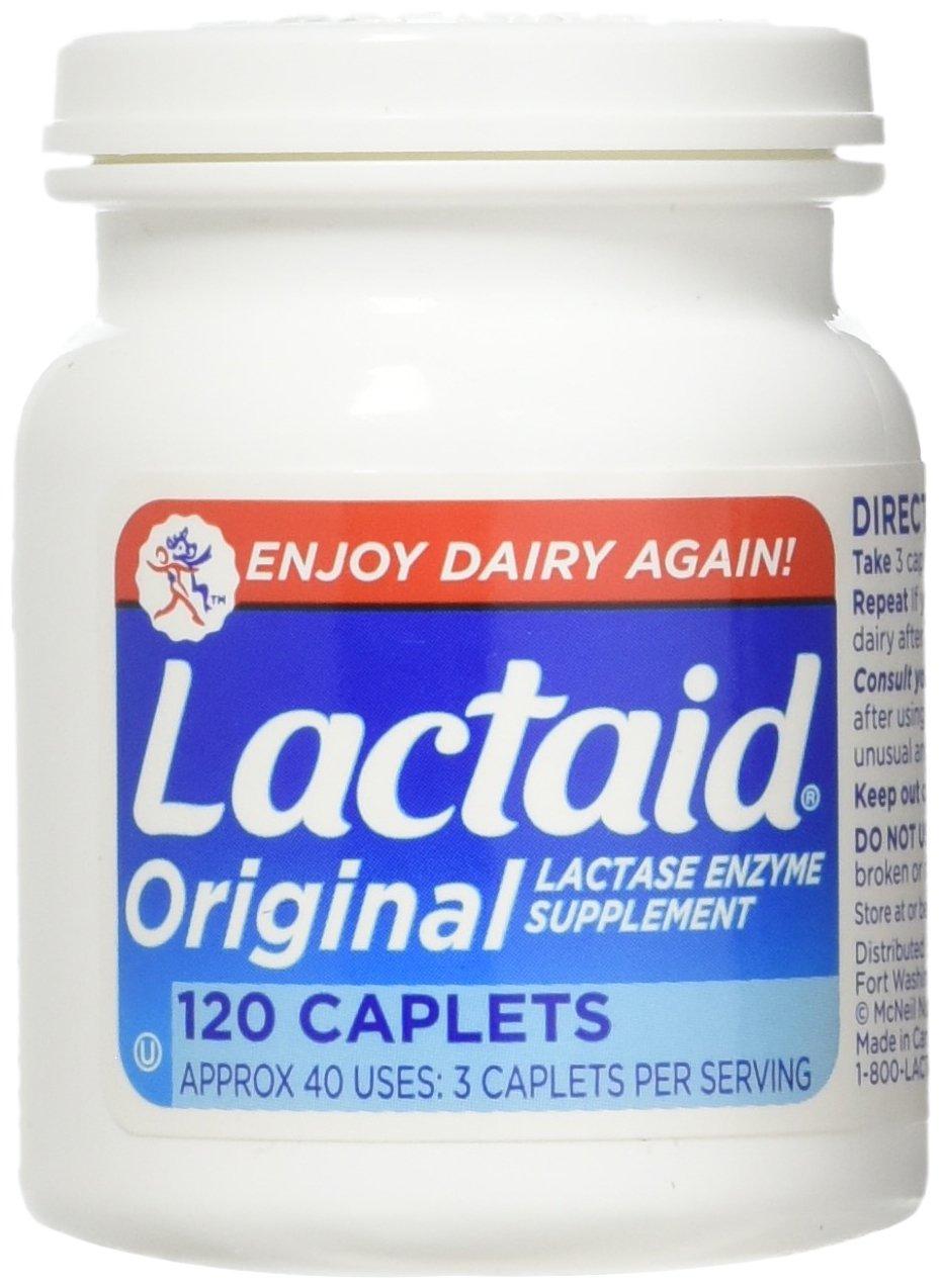 LACTAID Original Caplets 120 ea - Pack of 3 | Fast-Acting Lactase Enzyme Supplement