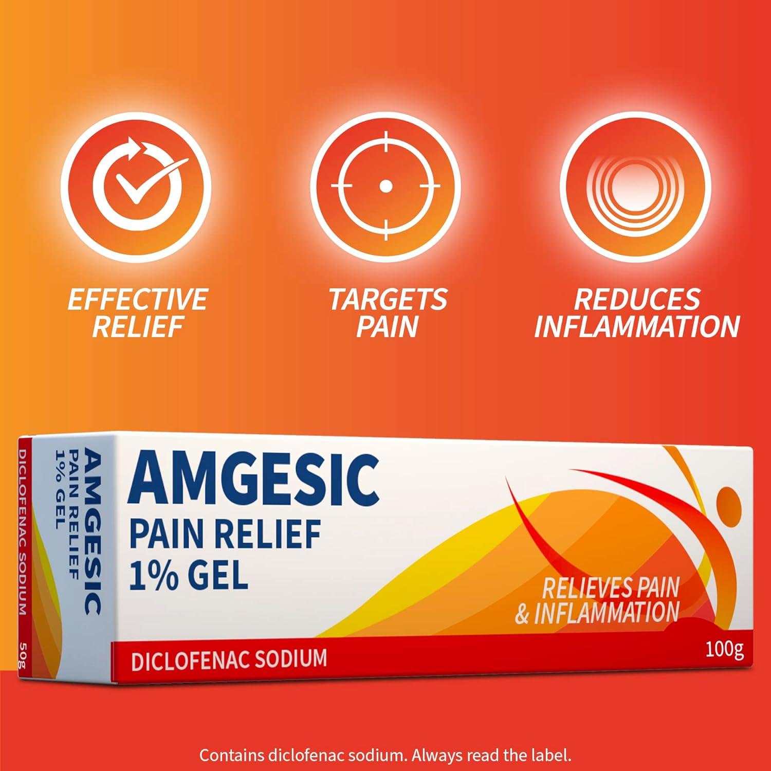 Amgesic Pain Relief 1% Gel 100g - Anti-Inflammatory Diclofenac Gel for ...