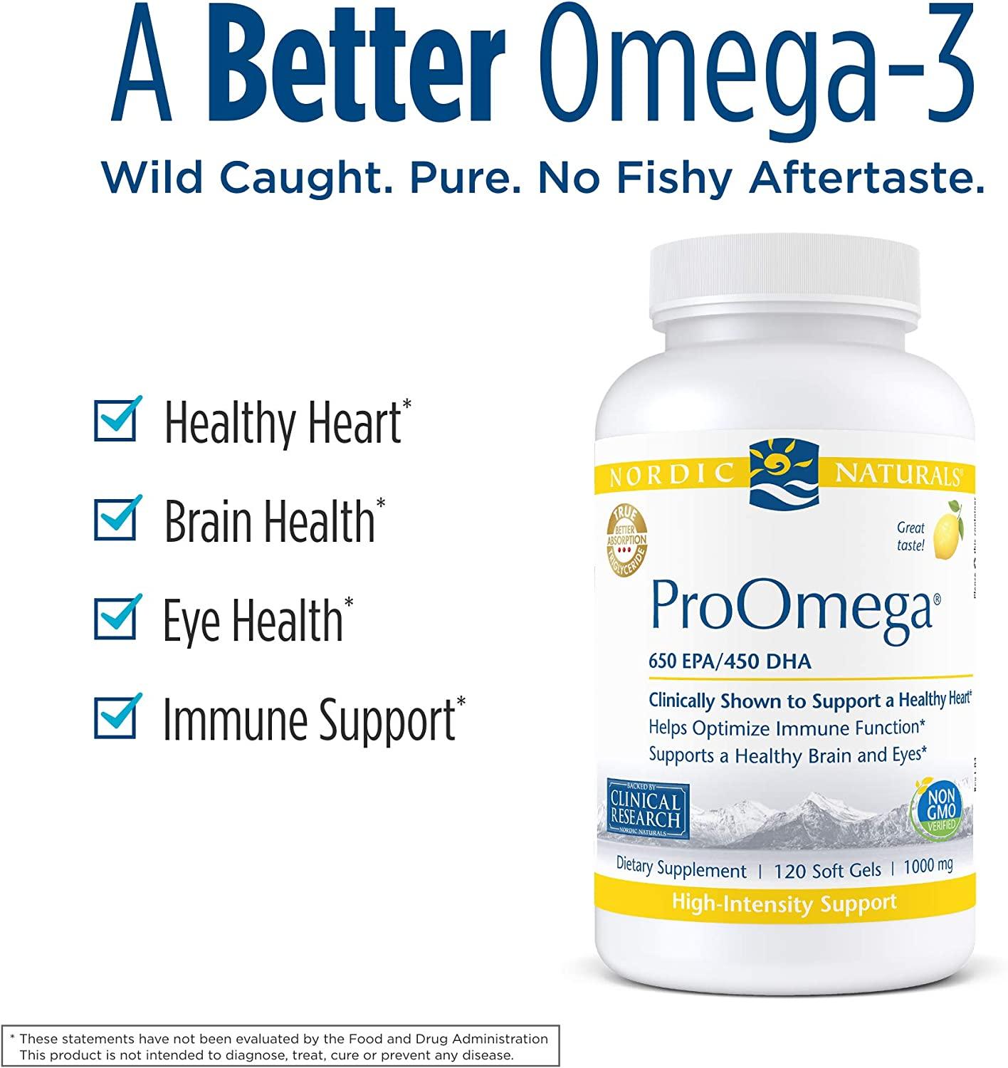 Nordic Naturals ProOmega Lemon 1000 mg - 120 Soft Gels | Omega-3 Fish ...