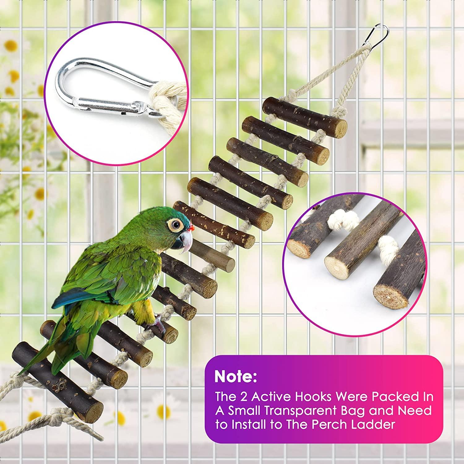KATUMO Small Bird Toys - Natural Wood Ladder & Colorful Bamboo ...
