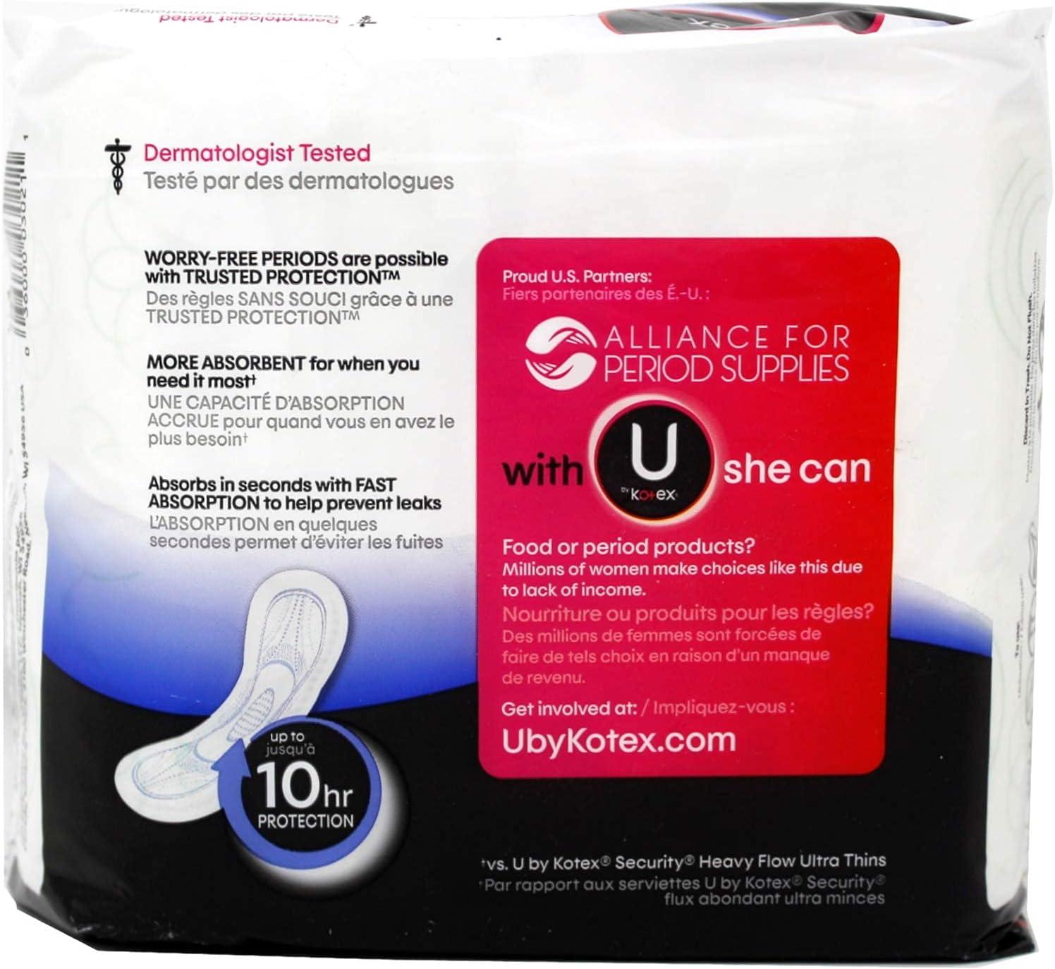 Kotex U Security Maxi Pads Long Heavy Flow 22 ea - Ultimate Protection ...