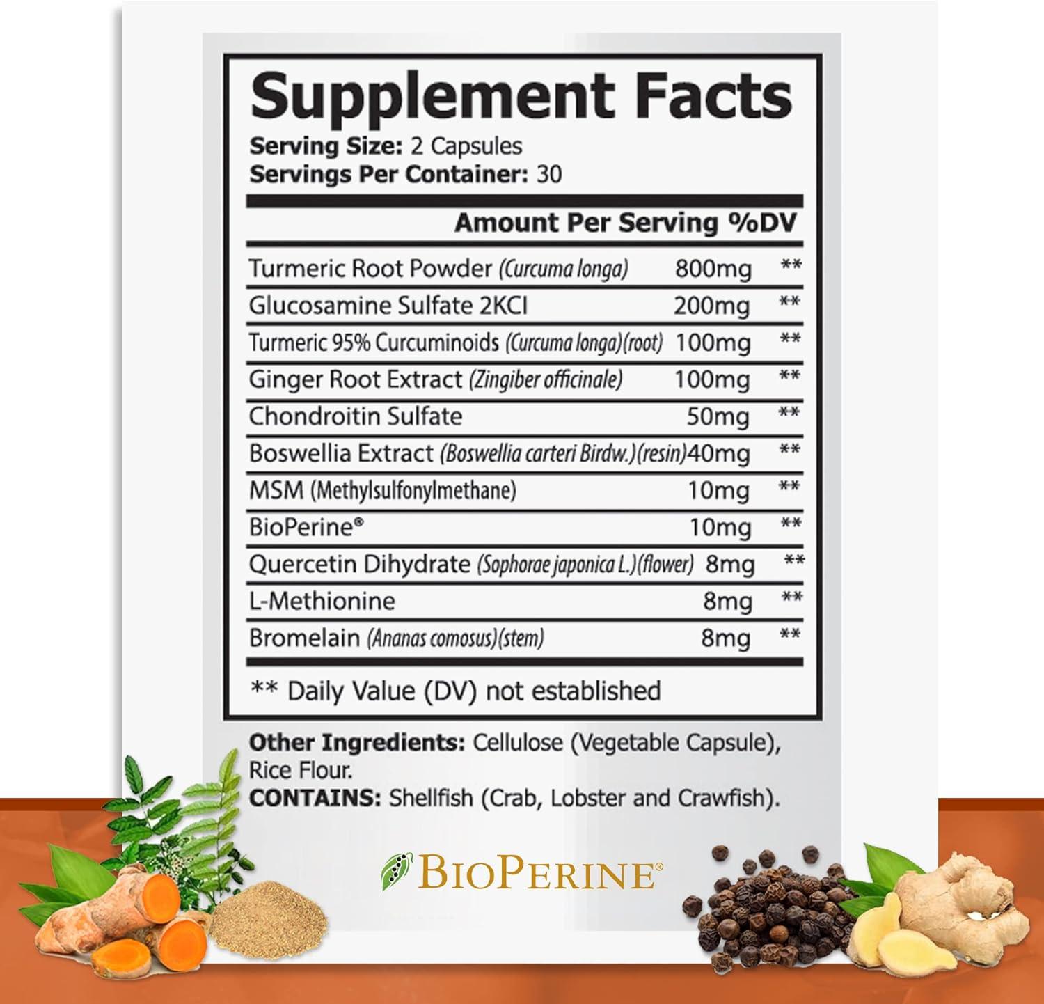 Turmeric Curcumin with Black Pepper & Ginger - Joint Support Supplement ...