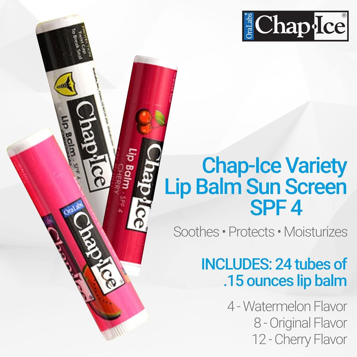 Chap-Ice Assorted Lip Balm (24 count) - Cherry, Watermelon & Original ...
