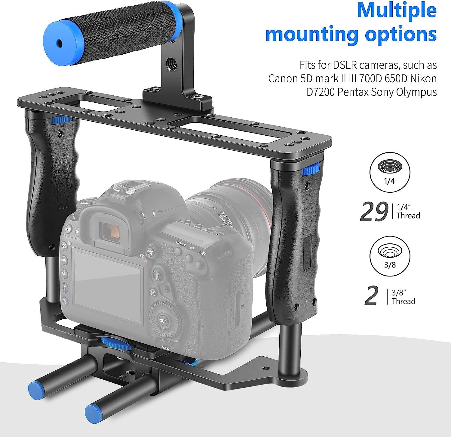 NEEWER Camera Video Cage Film Making Kit Aluminum Alloy w/ Top Handle ...