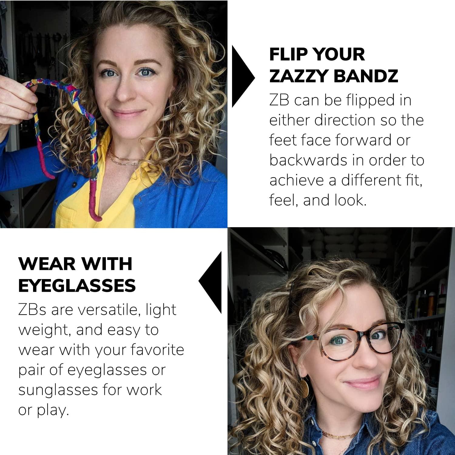 Zazzy Bandz Curly Thick Hair Headband 2-Pack - Original Fit + Slim ...