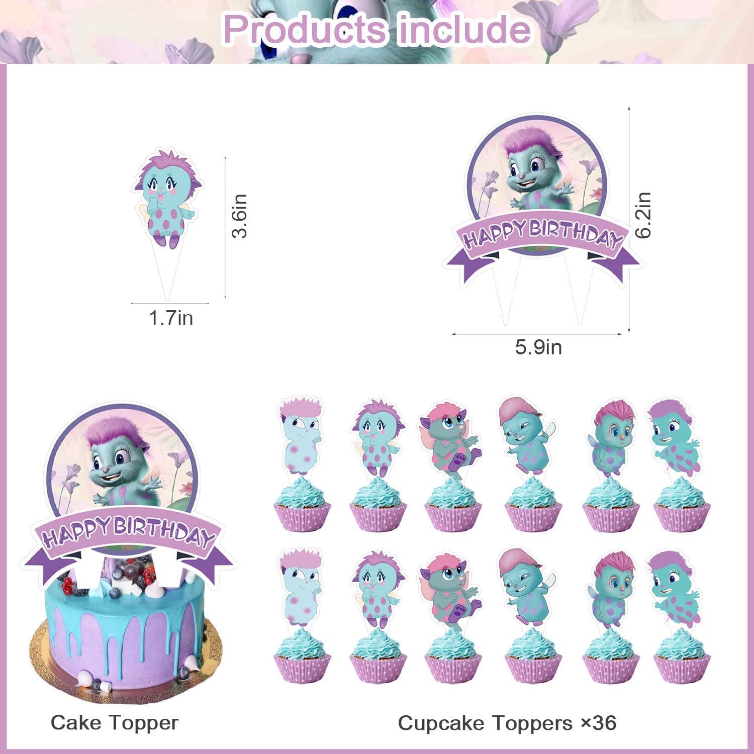 37Pack Cake Decorations Cartoon Party Supplies with 36pcs Cupcake ...