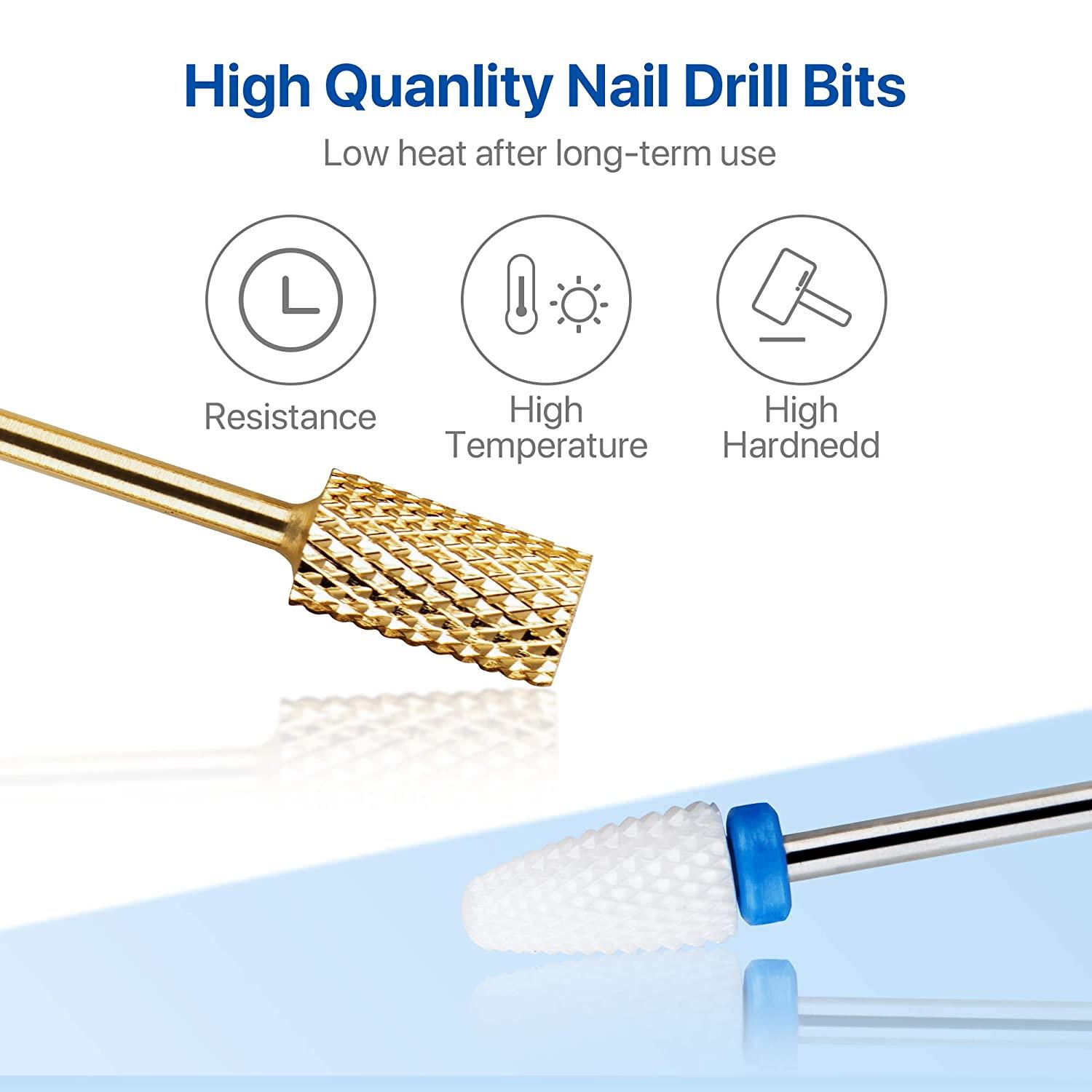 Professional Diamond Ceramic Nail Drill Bits for Acrylic Nails - 6Pcs ...