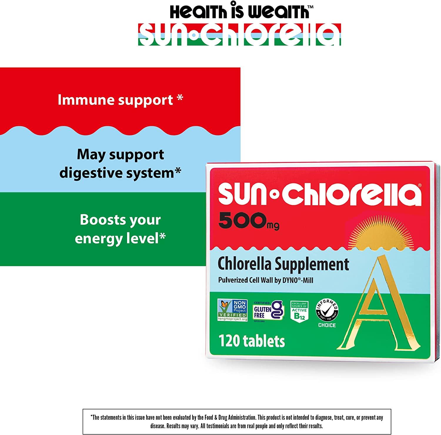 Sun Chlorella 500mg Superfood Supplement - Immune Defense, Gut Health ...