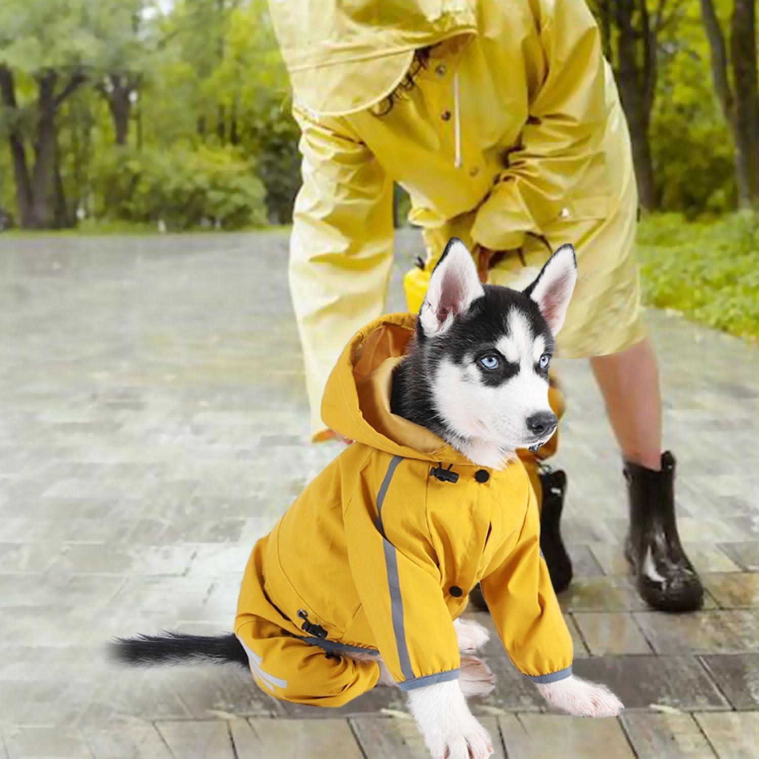 Reflective Waterproof Dog Raincoat - Adjustable Rain Jacket for Small ...