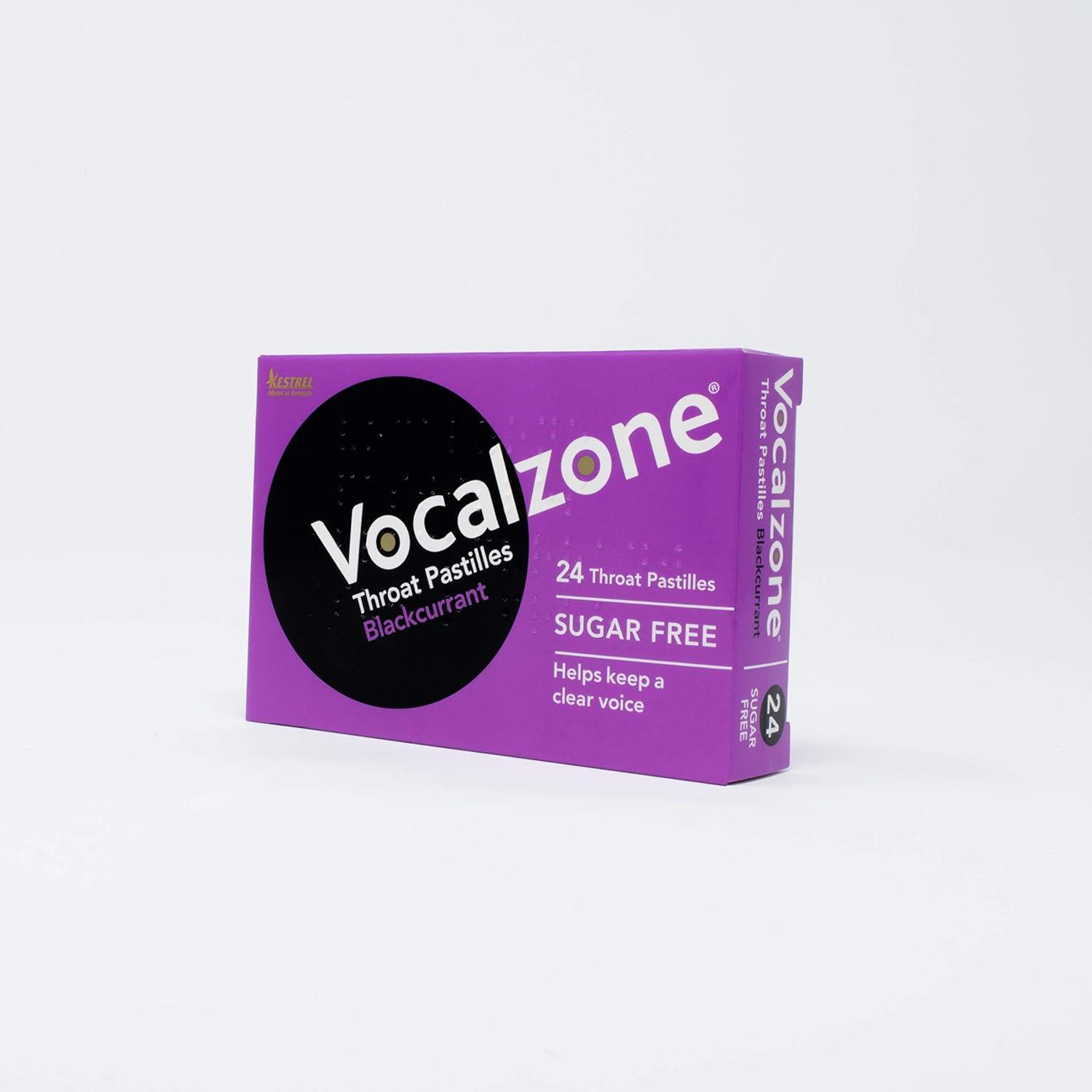 Vocalzone Throat Pastilles Blackcurrant Sugar Free 6 Packs 24- for Sore ...