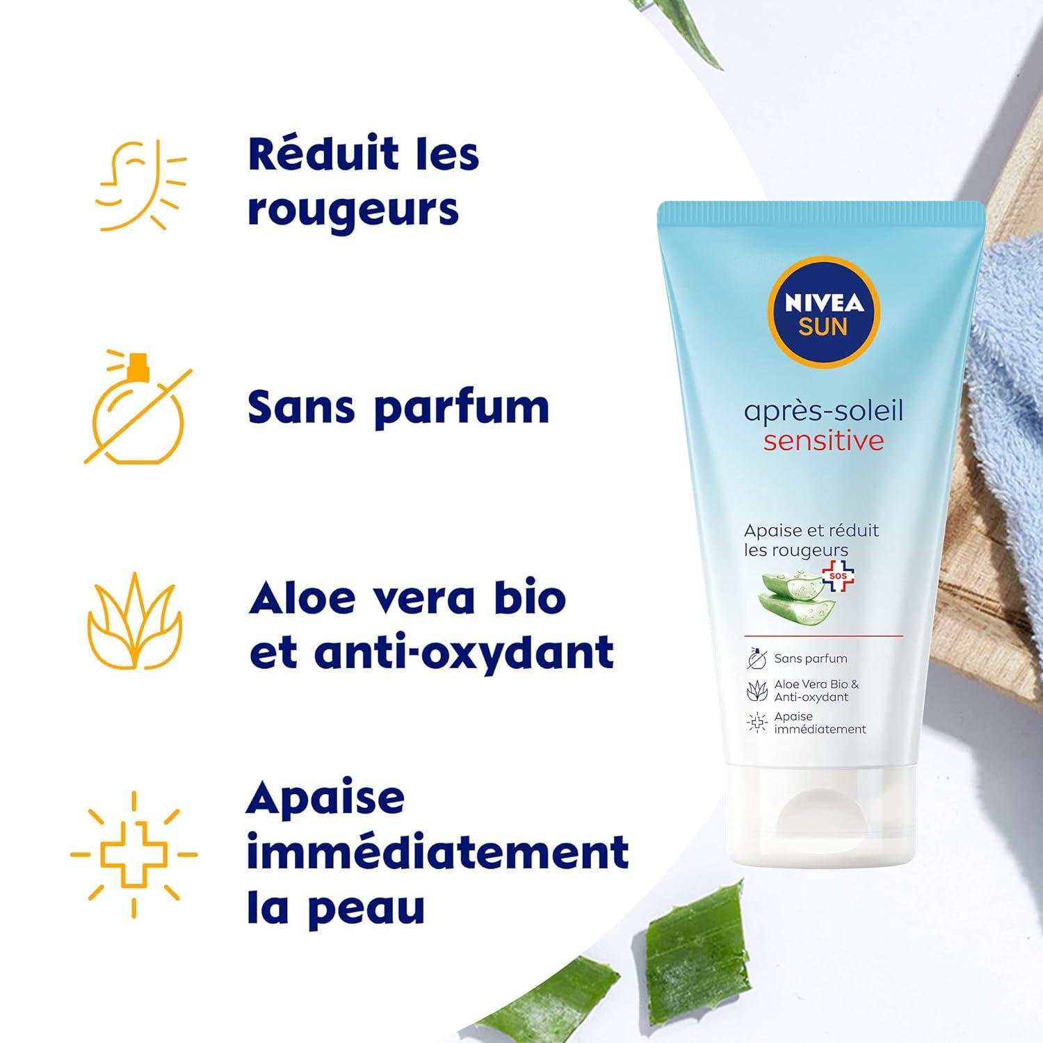Nivea Sun Sensitive SOS After Sun Gel 175ml | Bio Aloe Vera Calming ...