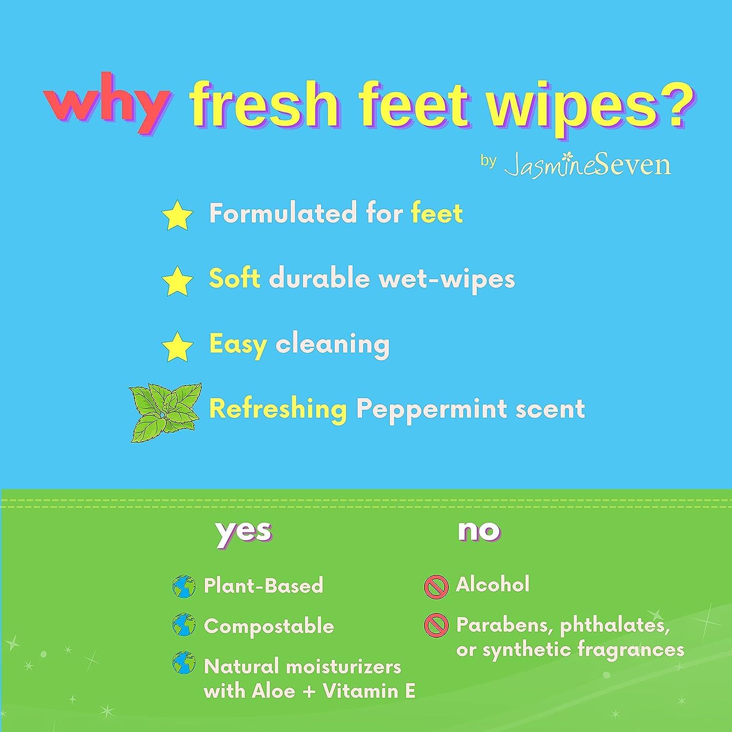 Jasmine Seven Peppermint Fresh Feet Wipes - 45 Count Resealable ...