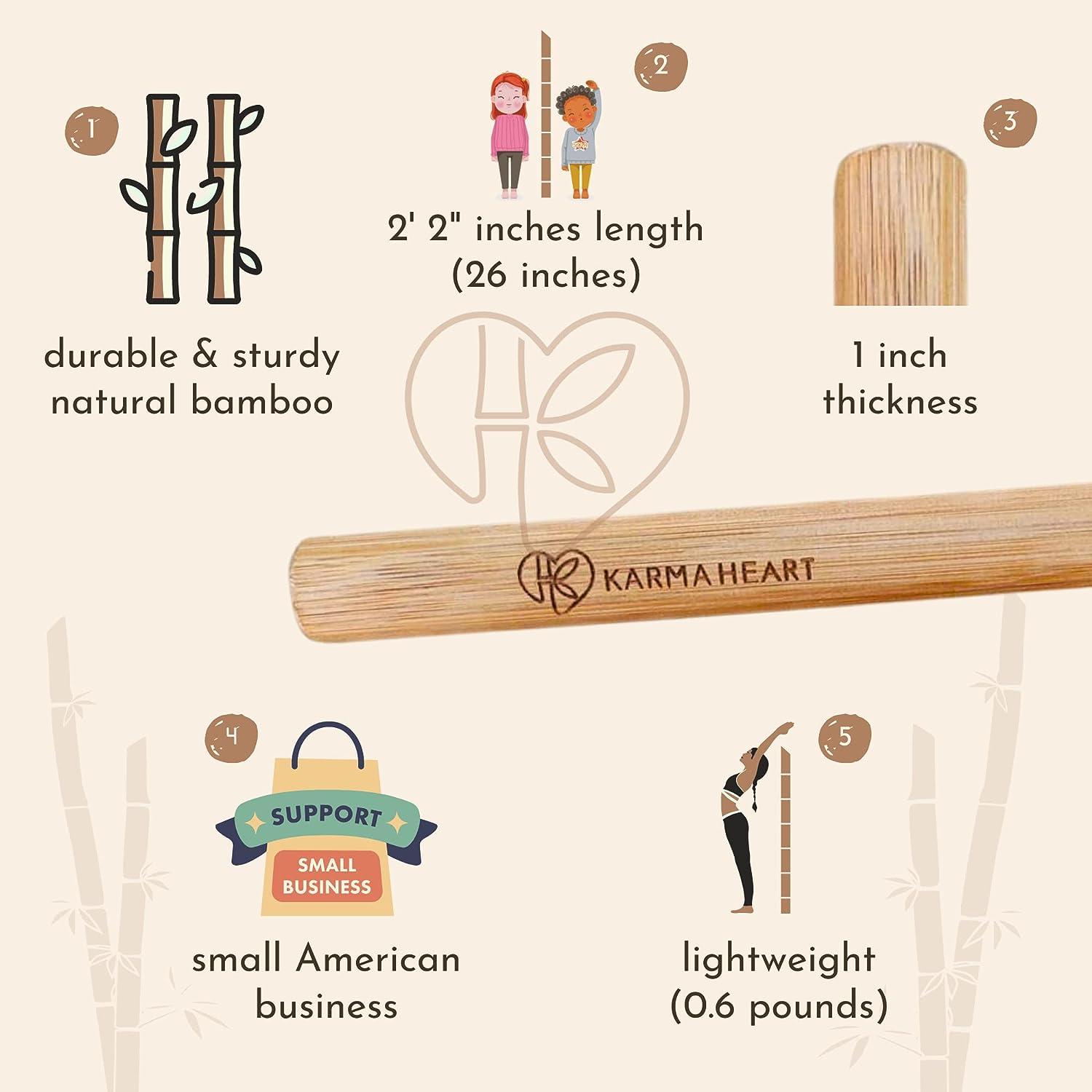 Karma Heart Pranayama Yoga Stick (2ft 2in) - Natural Bamboo Stretch Bar ...