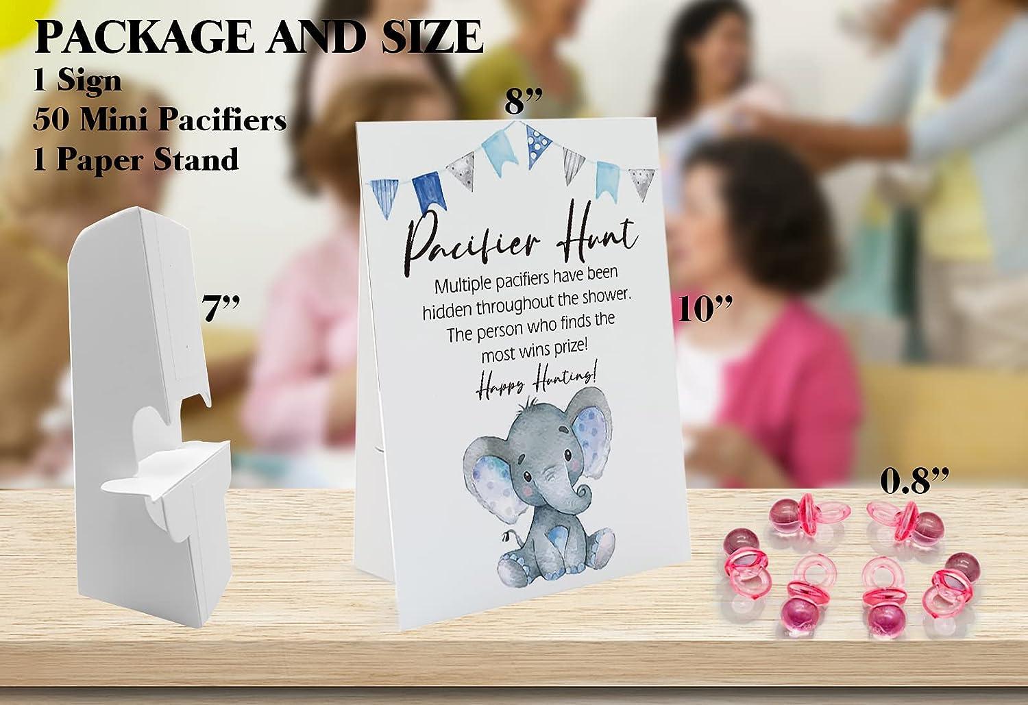 Elephant Baby Pacifier Hunt Gender Reveal Game Set - 8x10 Sign with 50 ...