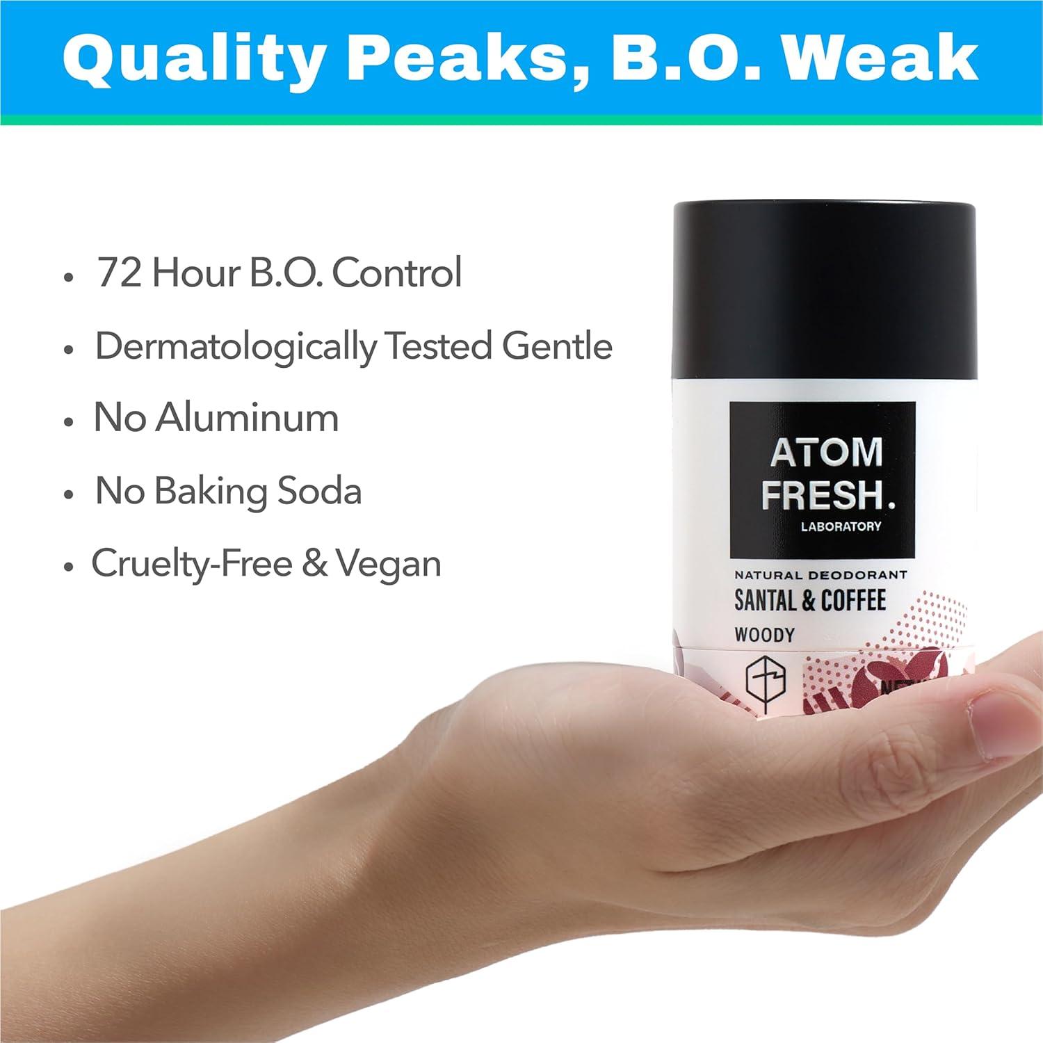 Atom Fresh Natural Deodorant | 2.3 Oz Solid Stick | Aluminum & Baking ...