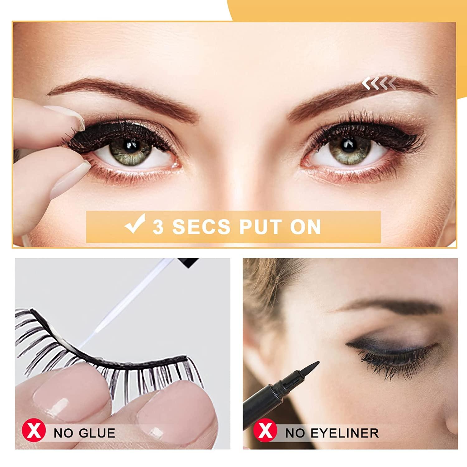 Self-Adhesive False Eyelashes: Natural Look, Reusable, Easy to Apply ...