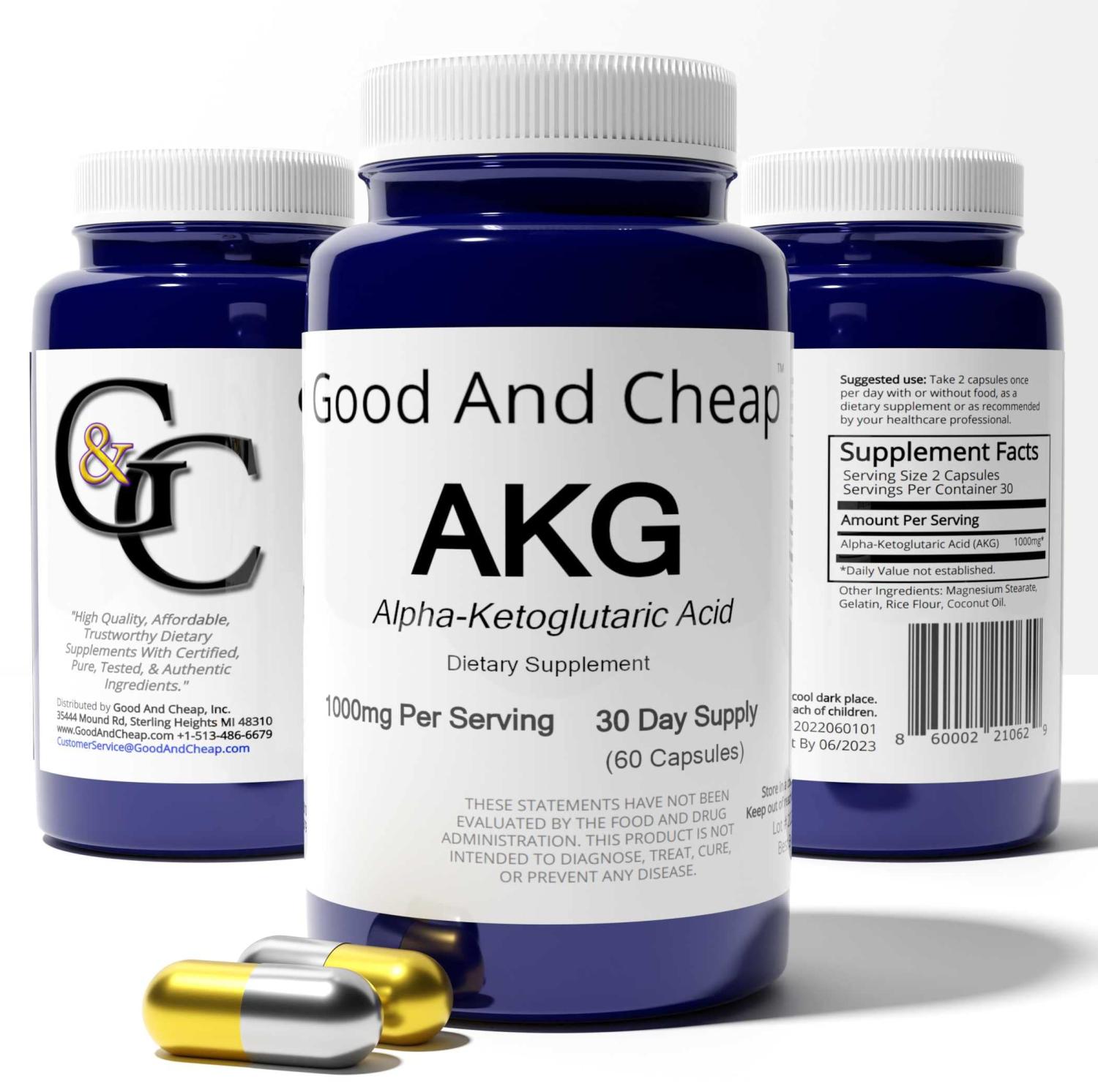 AKG Supplement 1000mg 60 Capsules - Calcium Alpha Ketoglutaric Acid - 30 Day Supply | Buy Now ...