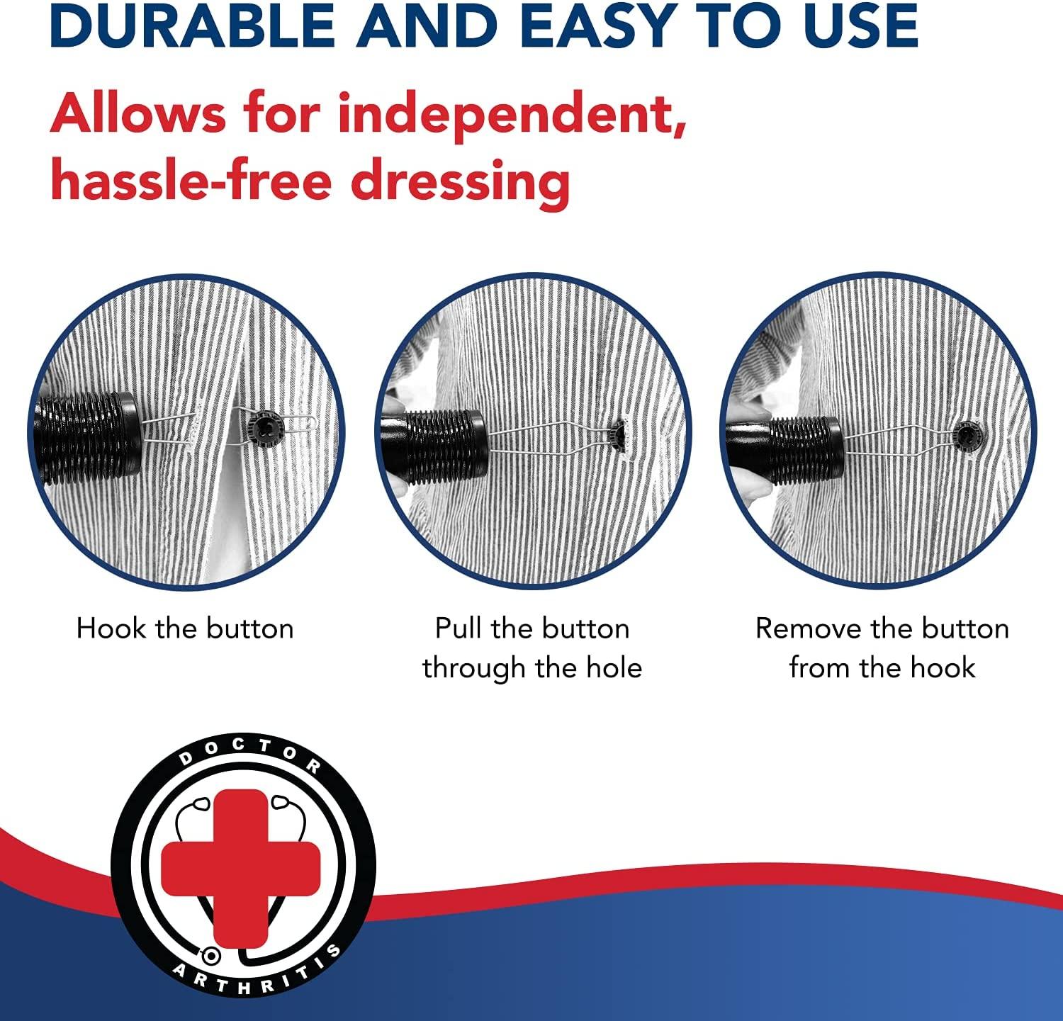 Button Hook & Zipper Pull - One-Handed Dressing Aid for Seniors ...