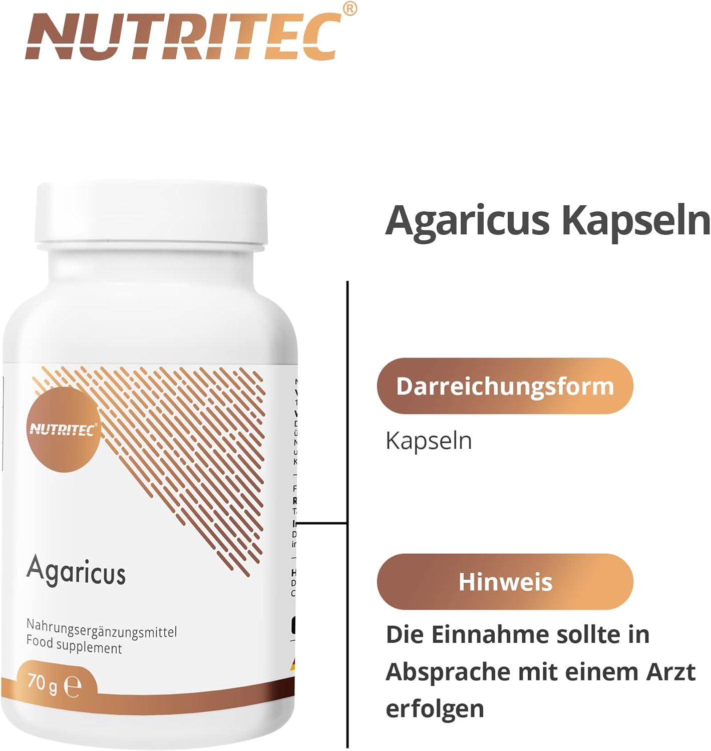 Nutritec Agaricus Vital Fungus - 120 Vegan Capsules | Dietary ...
