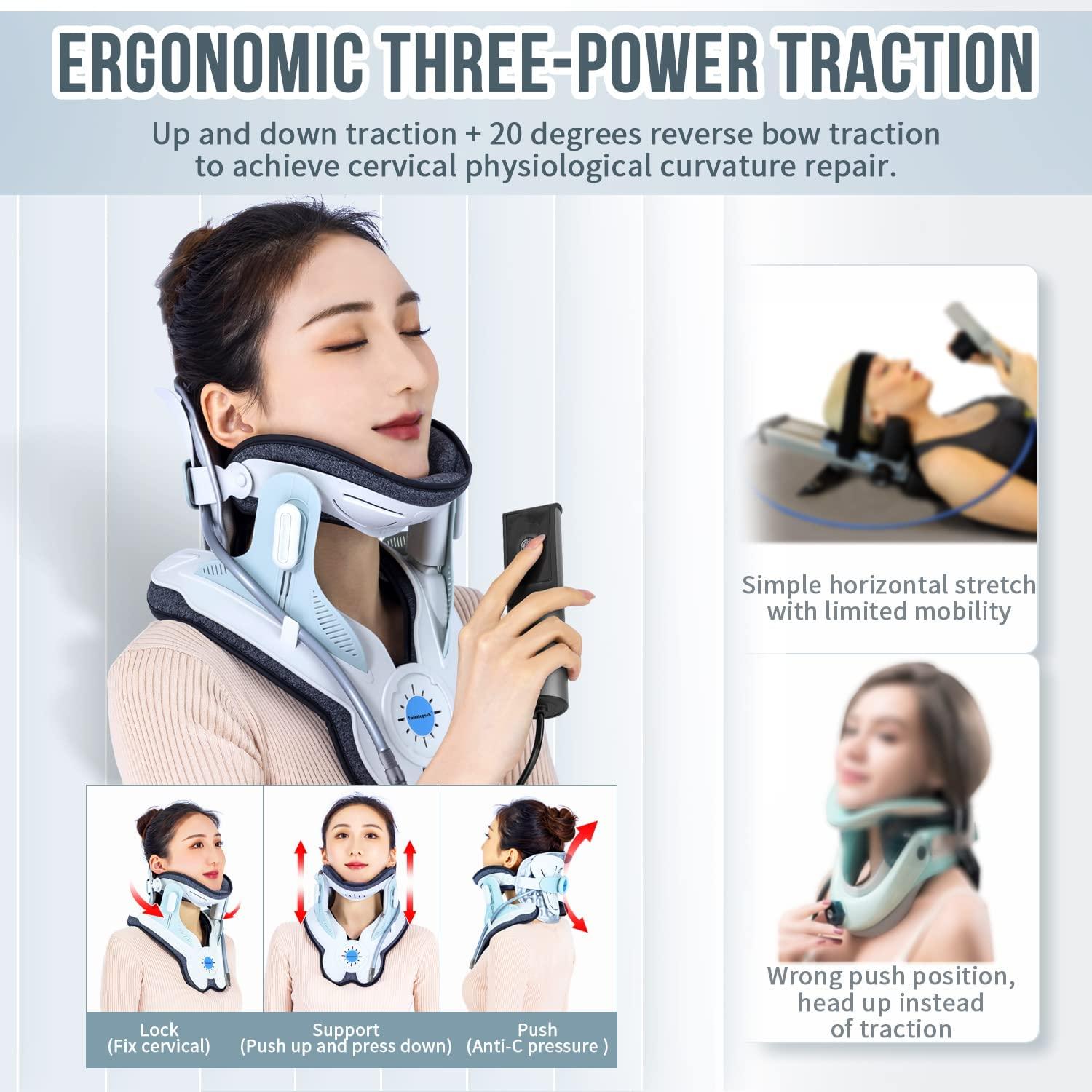 Cervical Neck Traction Device - Electric Air Pump with 3 Power Settings ...