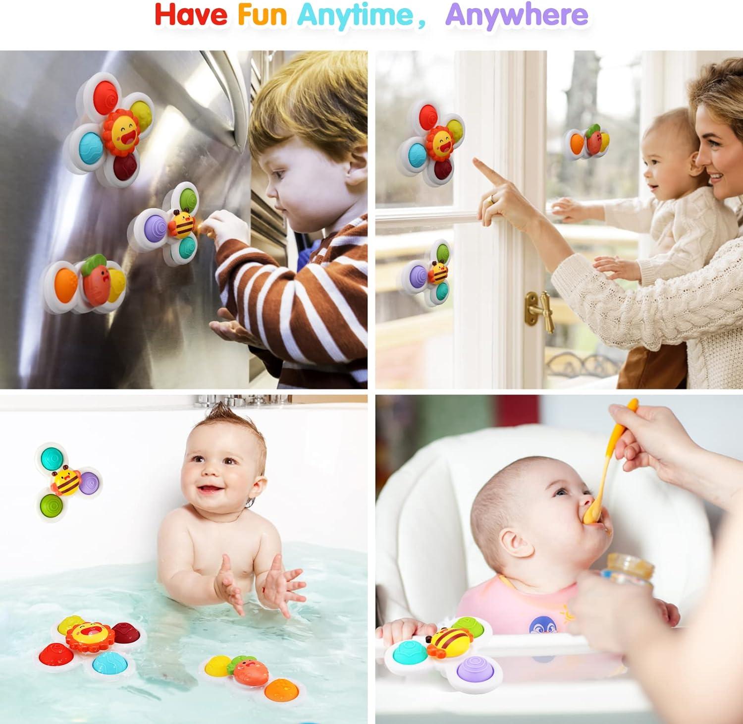 AIUOKYA 6 PCS Suction Cup Spinner Toys | Simple Dimple Silicone Bubbles ...