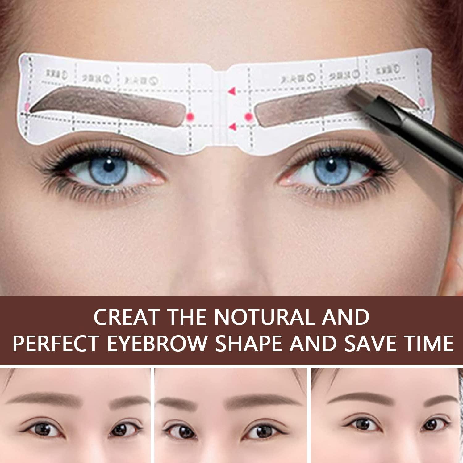 12 Shapes Eyebrow Stencil Set - 48 Pairs Reusable Eyebrow Ruler ...